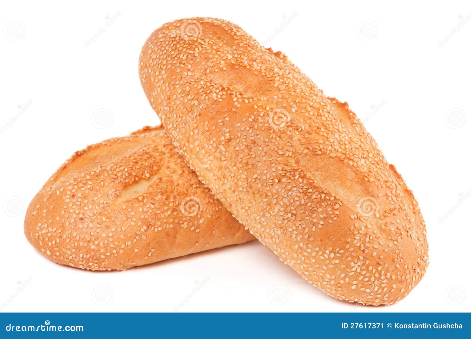 Two Loaves of Bread with Sesame Stock Image - Image of crunchy, oven ...