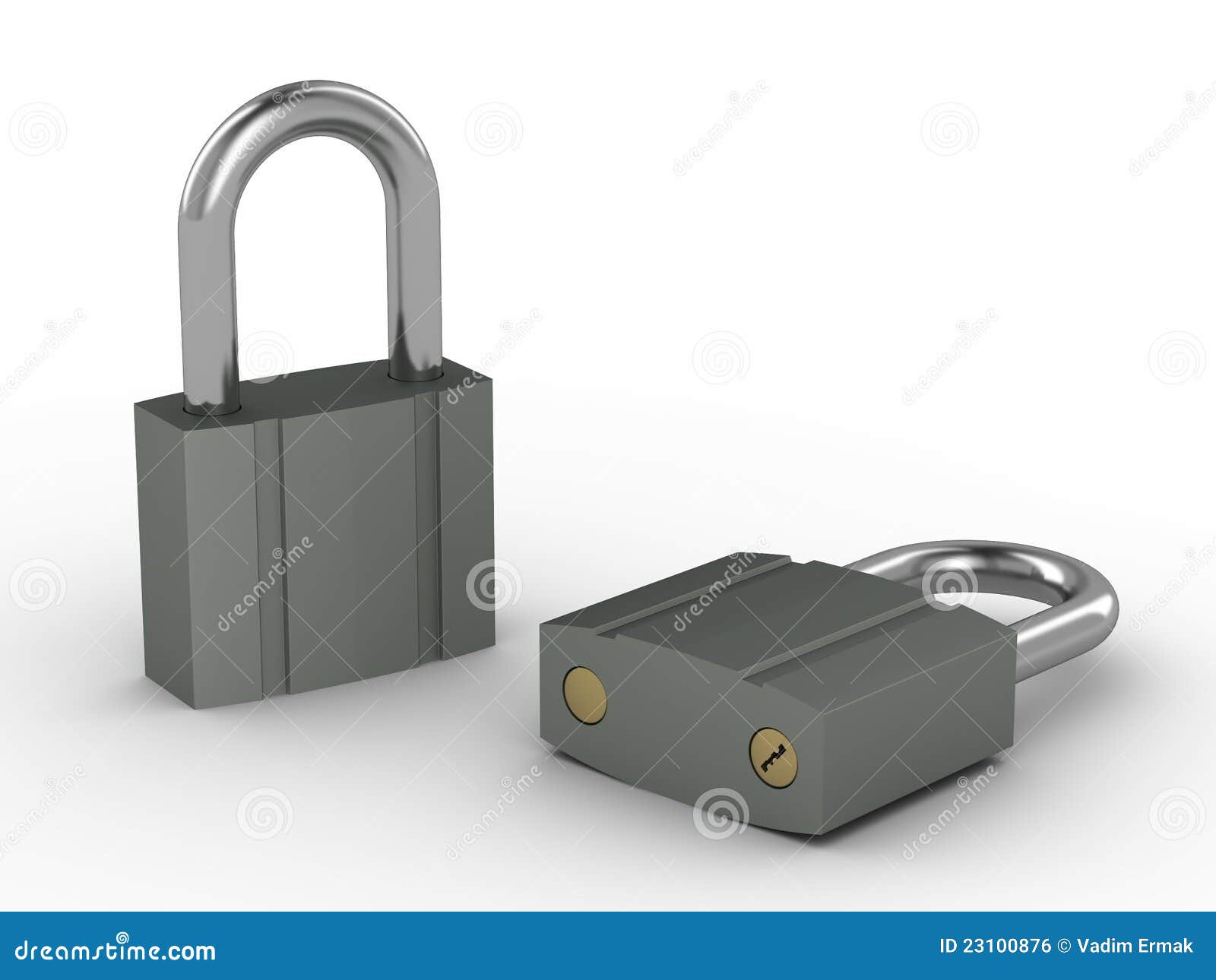 Two locks stock illustration. Illustration of render - 23100876