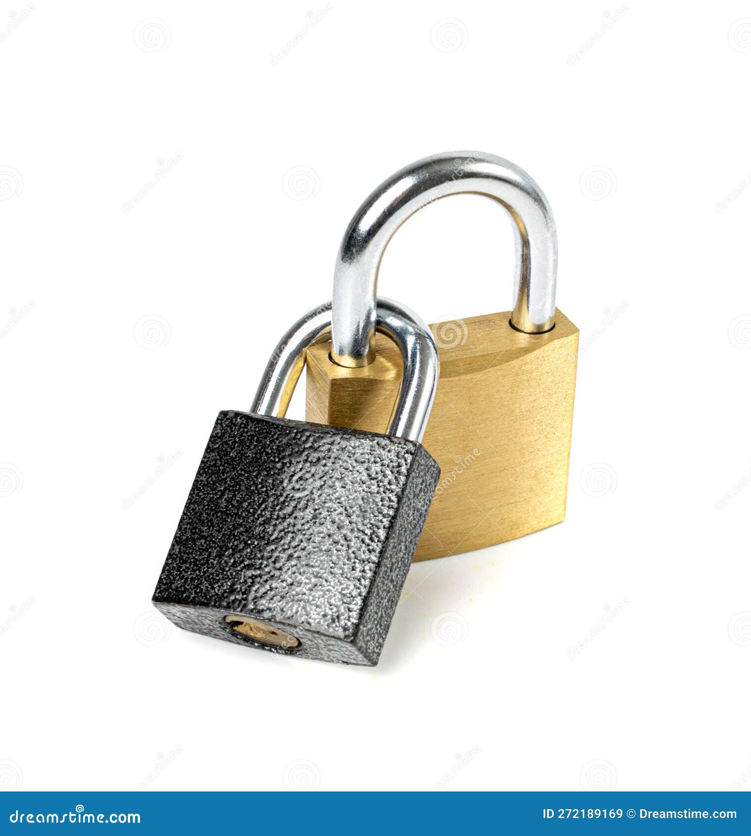Two Locks Isolated, Black Padlocks Locked Together Stock Image - Image ...