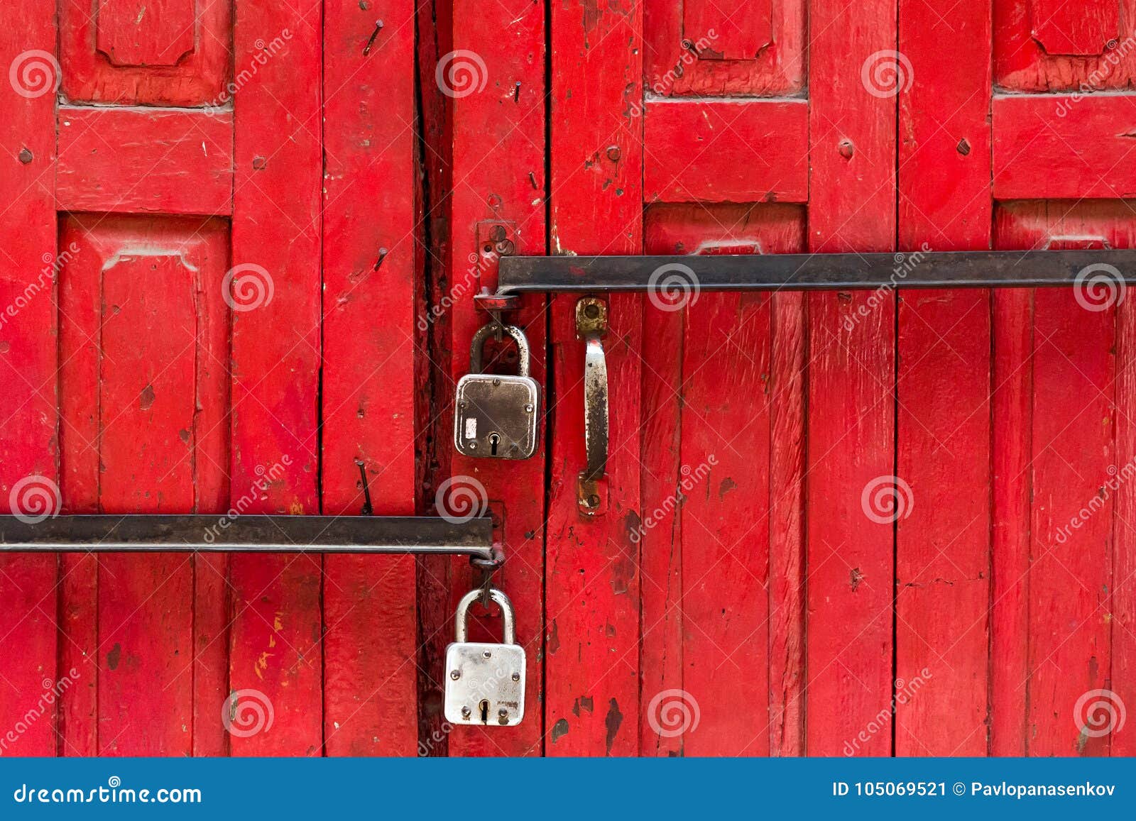 Two locks on an red door stock image. Image of decoration - 105069521