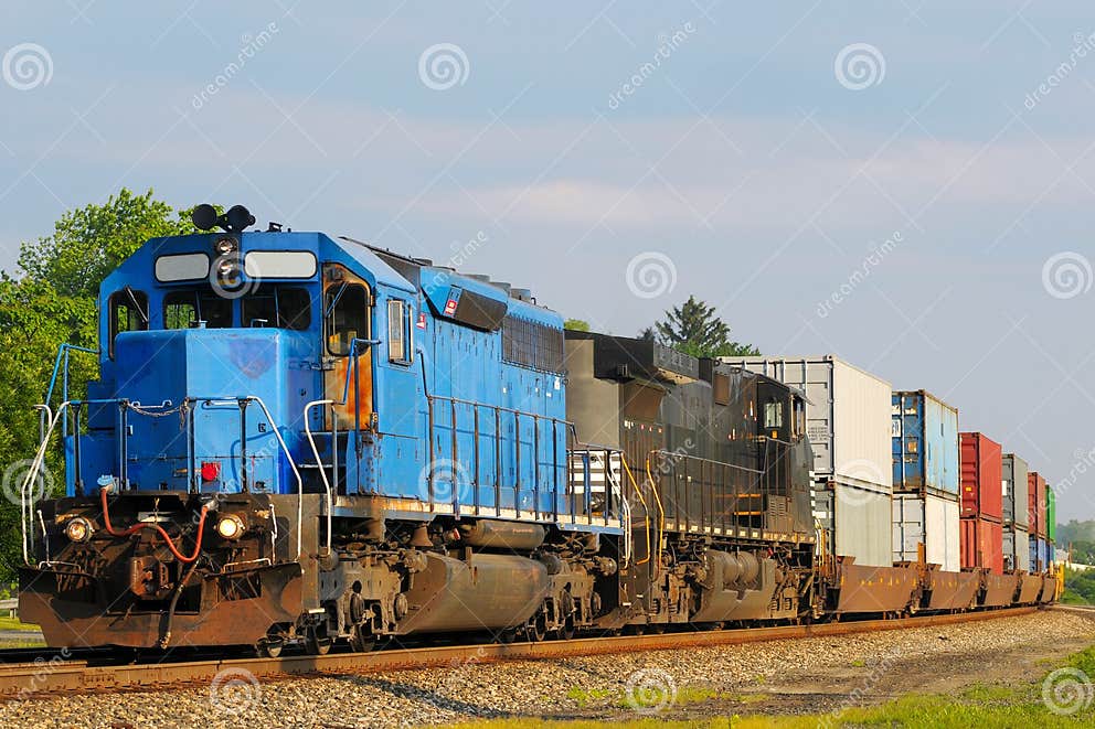 Two locomotives stock photo. Image of engine, cars, light - 6594088