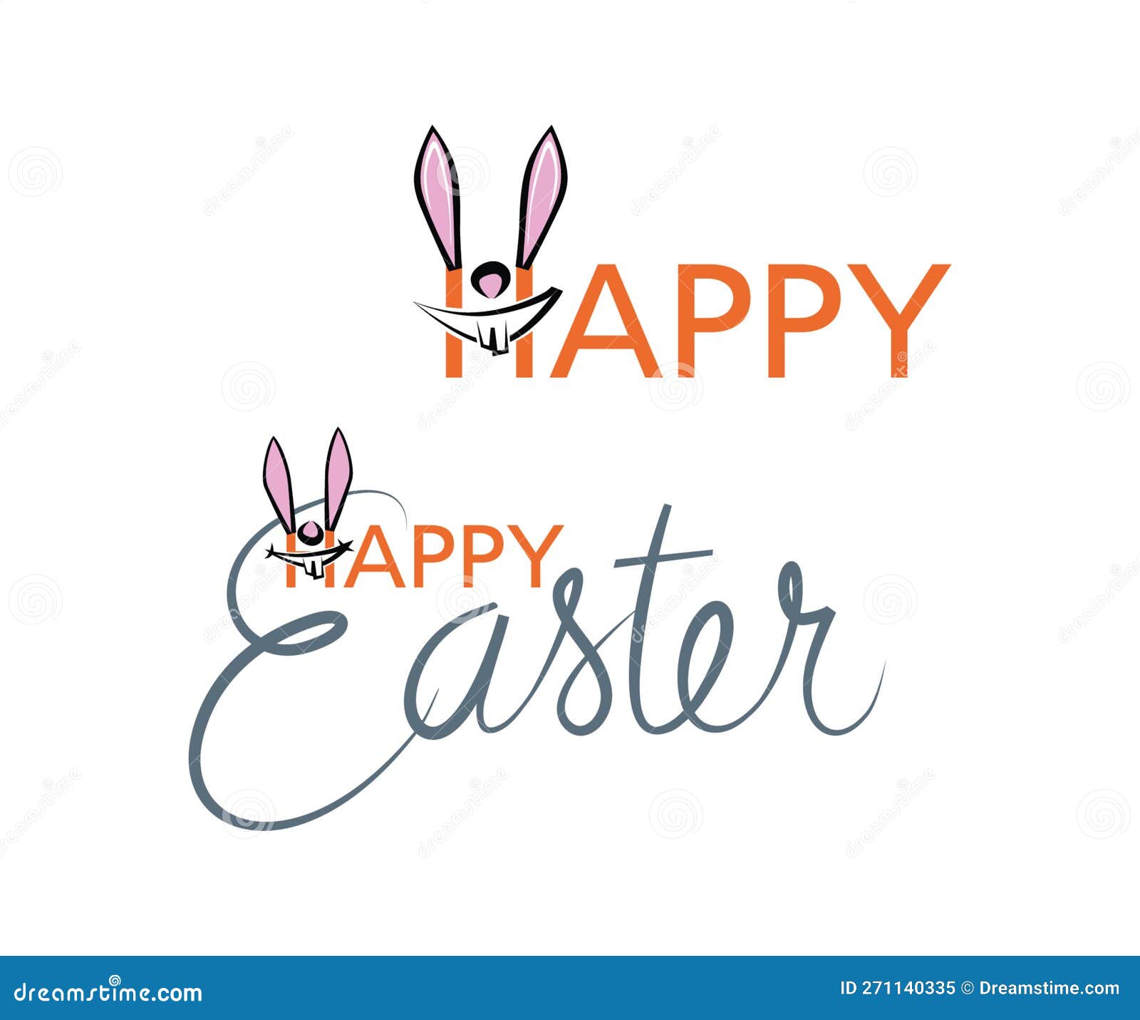 Happy Easter Logo with Rabbit Face Stock Vector - Illustration of frohe ...