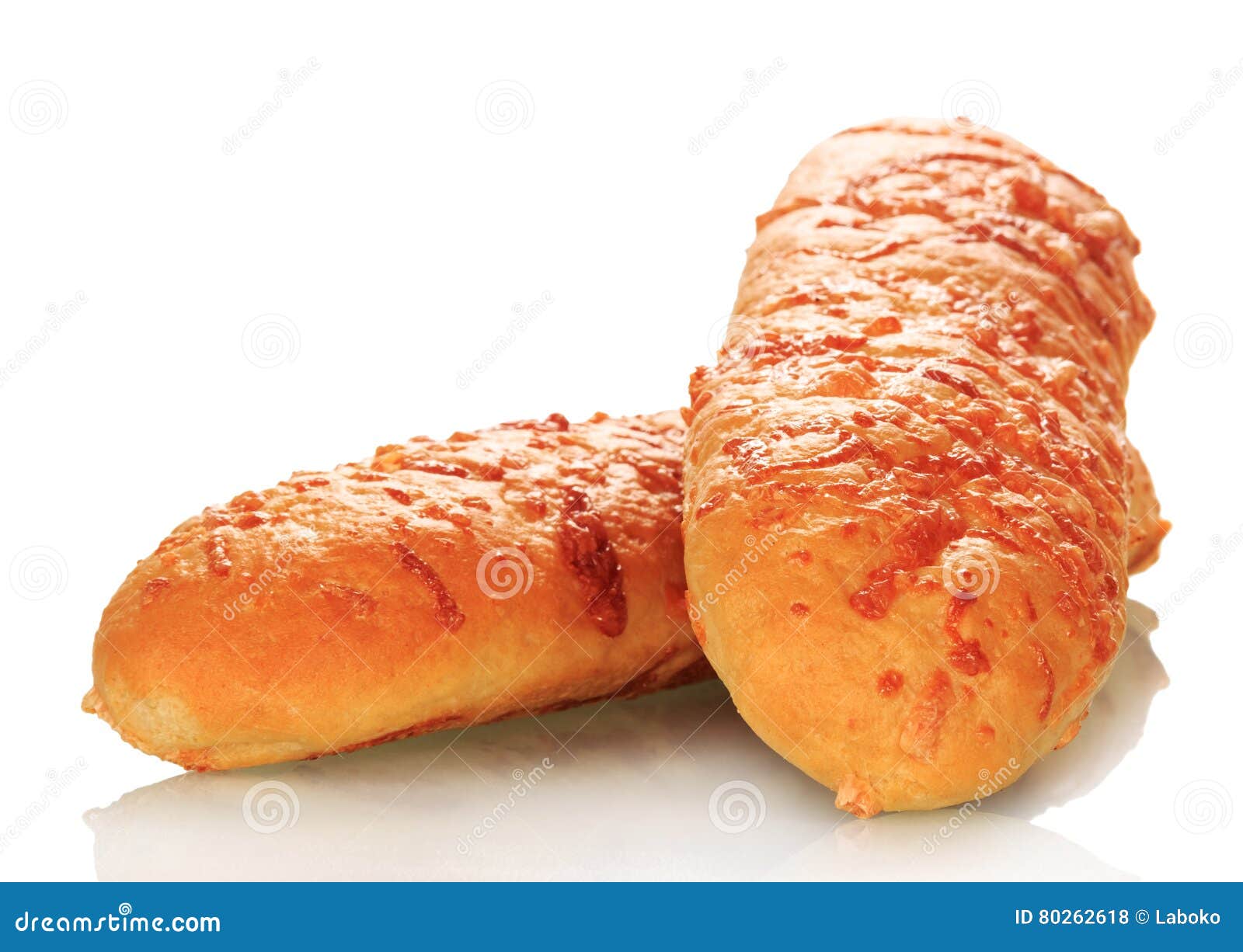 Two Long Buns Close-up Isolated on White. Stock Photo - Image of ...