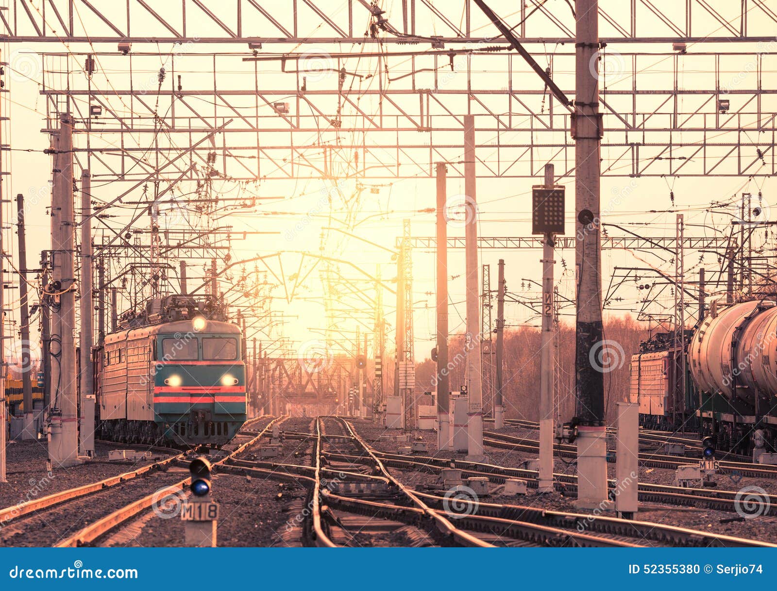 Long Freight Train With Containers At Railway Station Royalty-Free ...