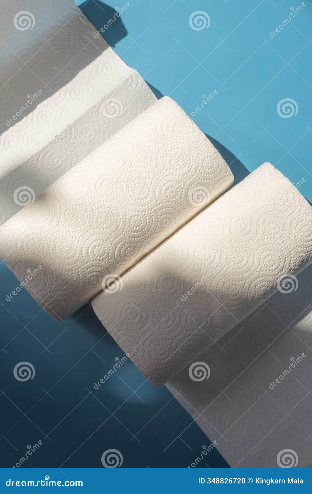 Two Long Rolls of Tissues for Food Placed on a Blue Background. Ready ...