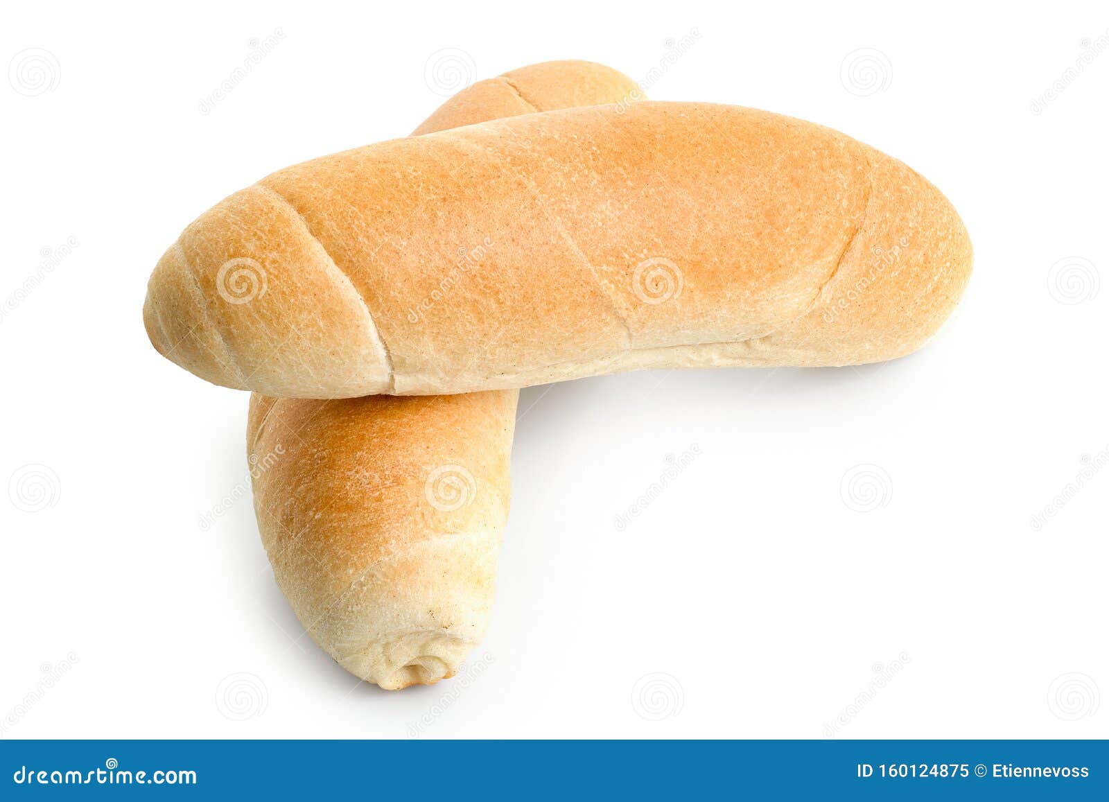 Two Long White Bread Rolls Isolated on White Stock Image - Image of ...