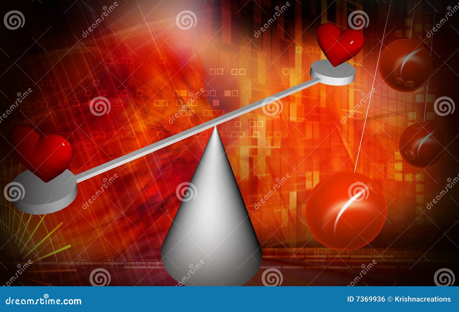 Two love hearts balancing stock illustration. Illustration of ...