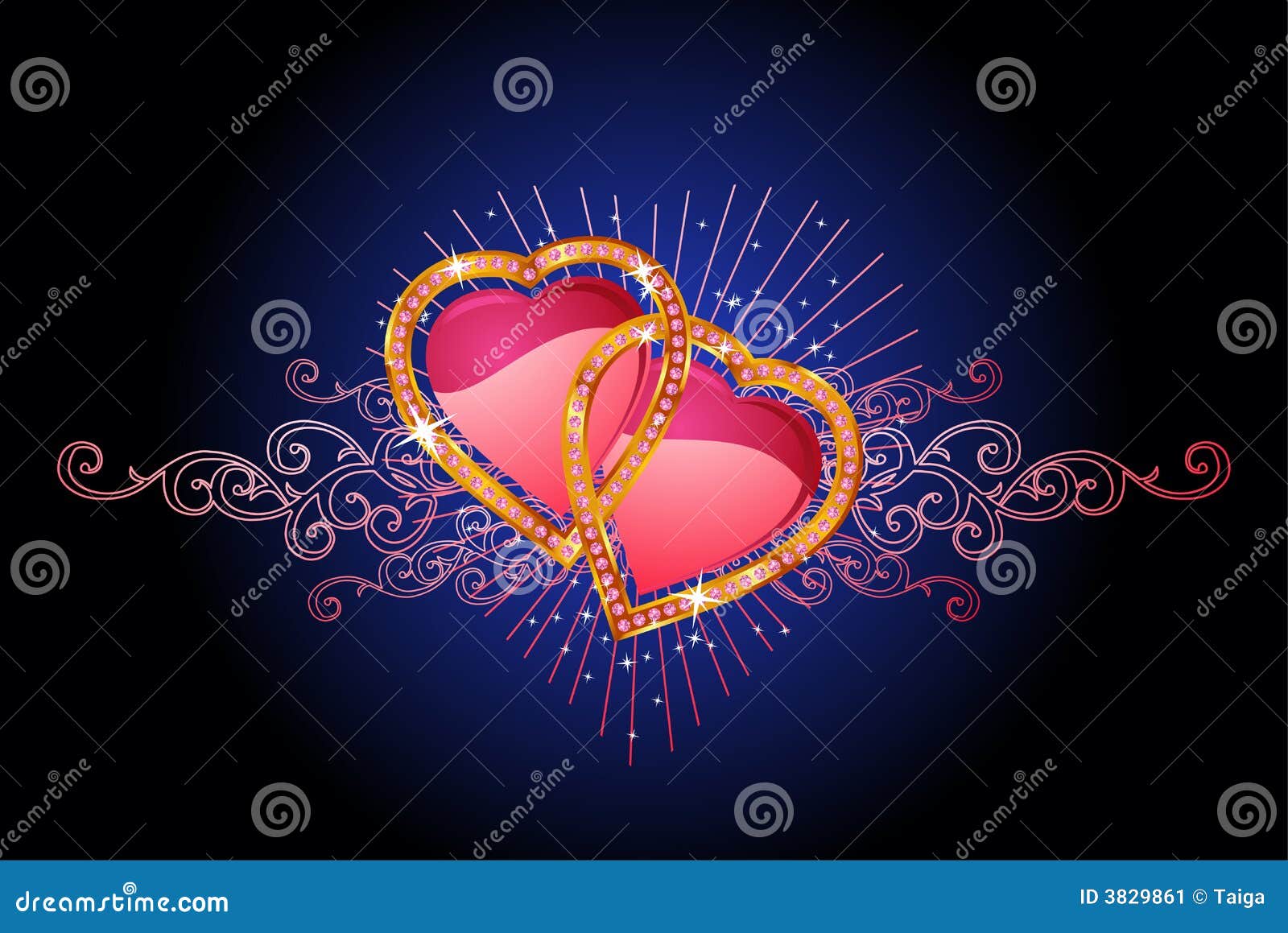 Two love hearts / vector stock vector. Illustration of beauty - 3829861