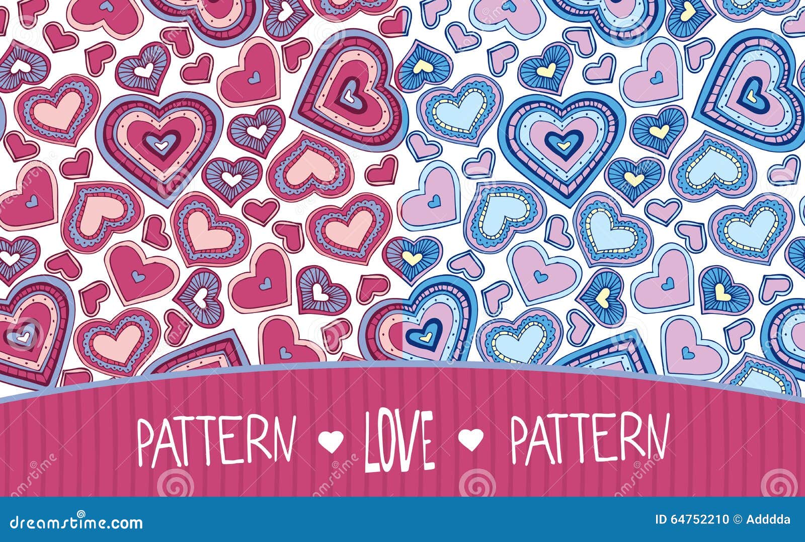 Two Love Patterns Pink and Blue Stock Vector - Illustration of ...