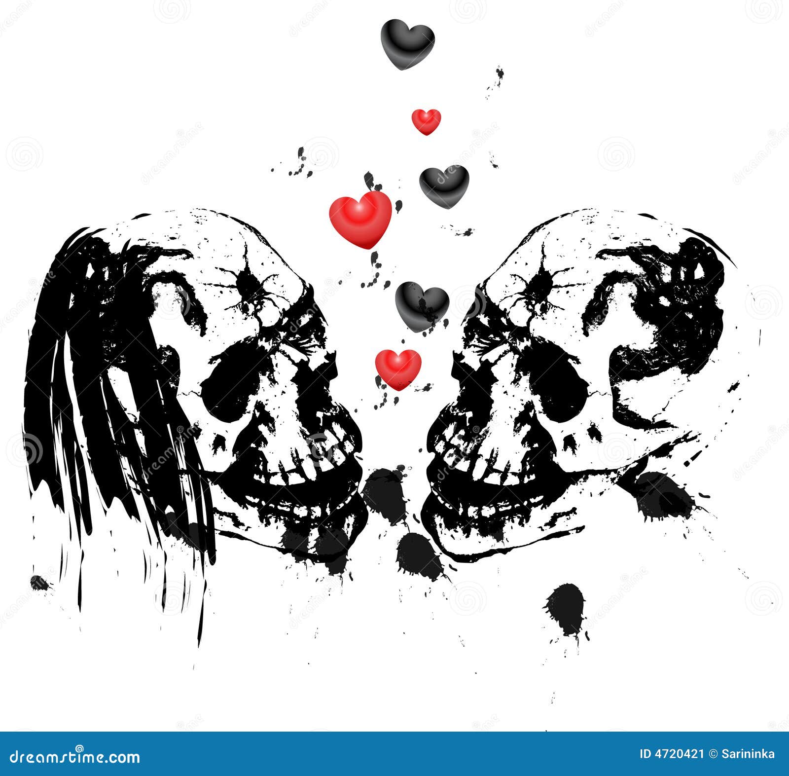 Two love skulls stock vector. Illustration of style, heart - 4720421