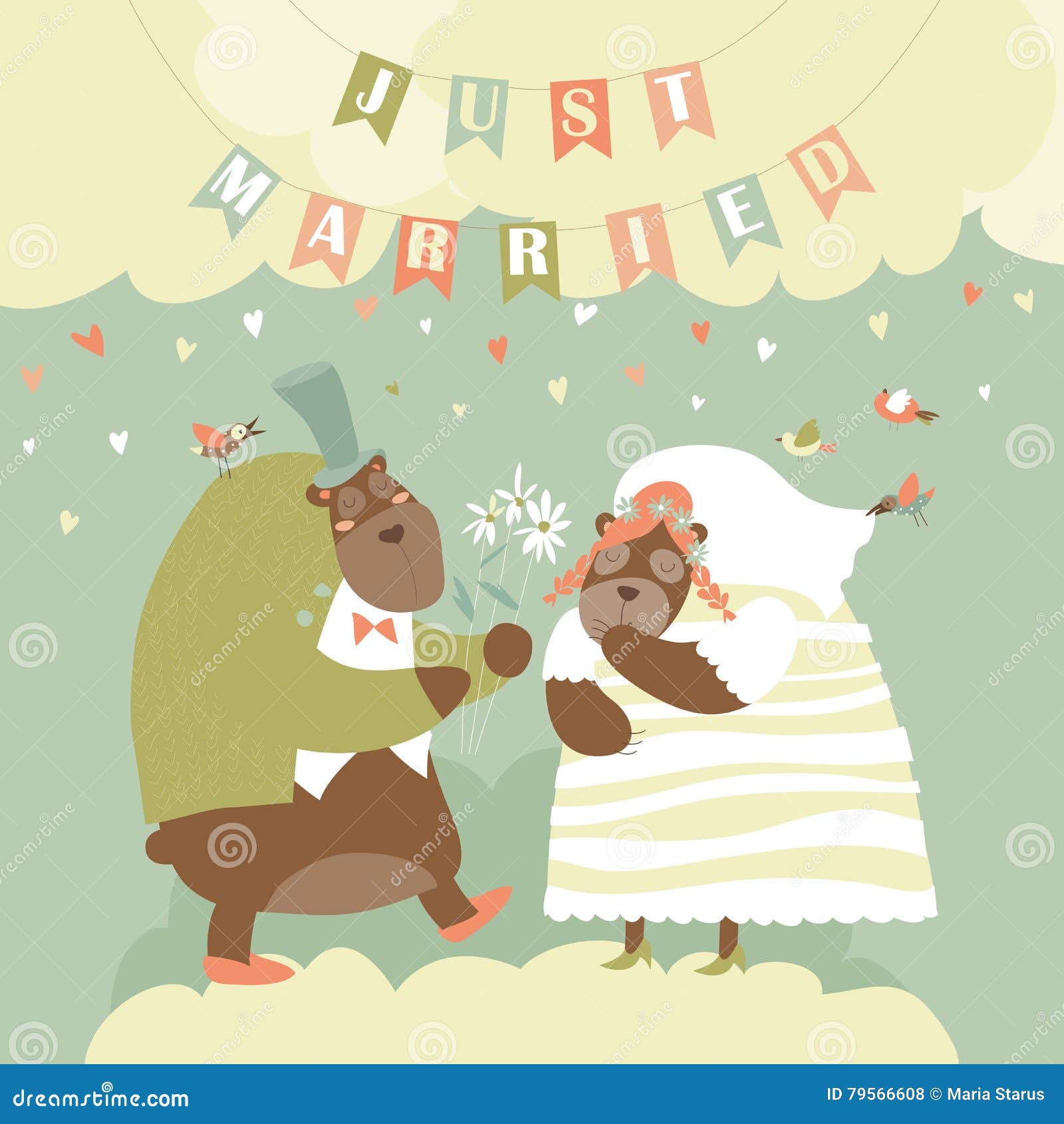 Two Lovely Bears. Just Married Stock Vector - Illustration of concept ...