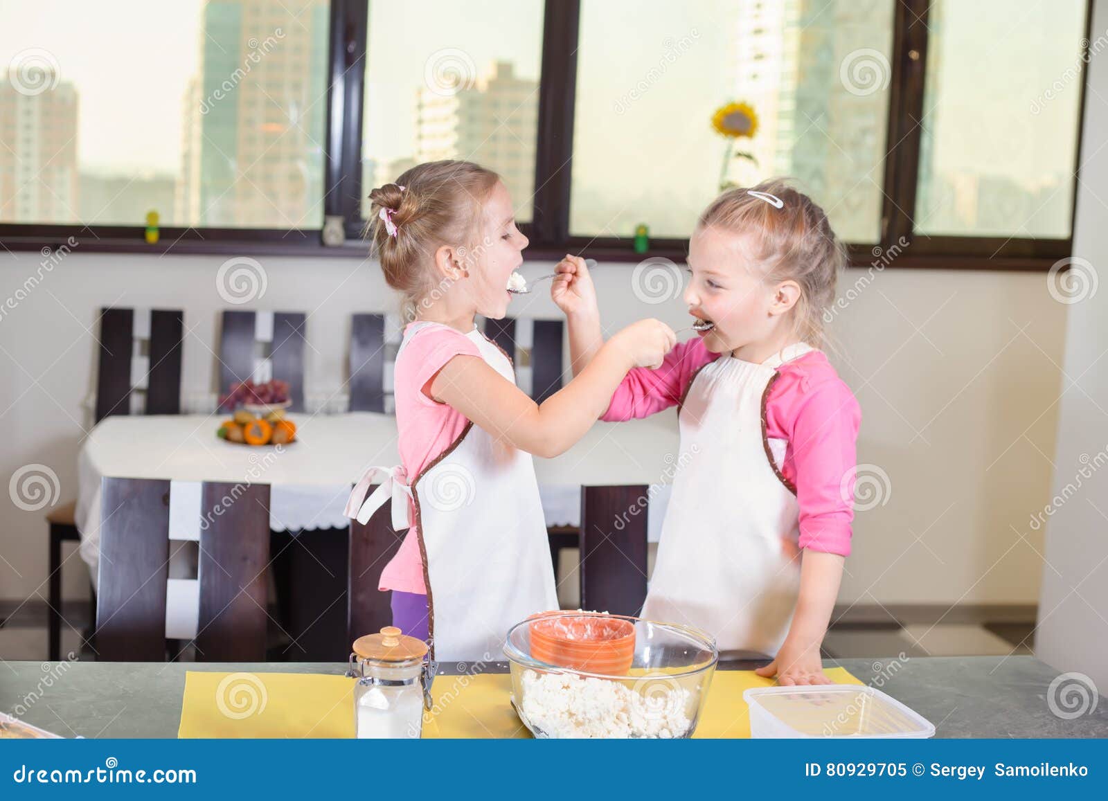 Two Lovely Children Preparing a Cake Stock Image - Image of fresh ...