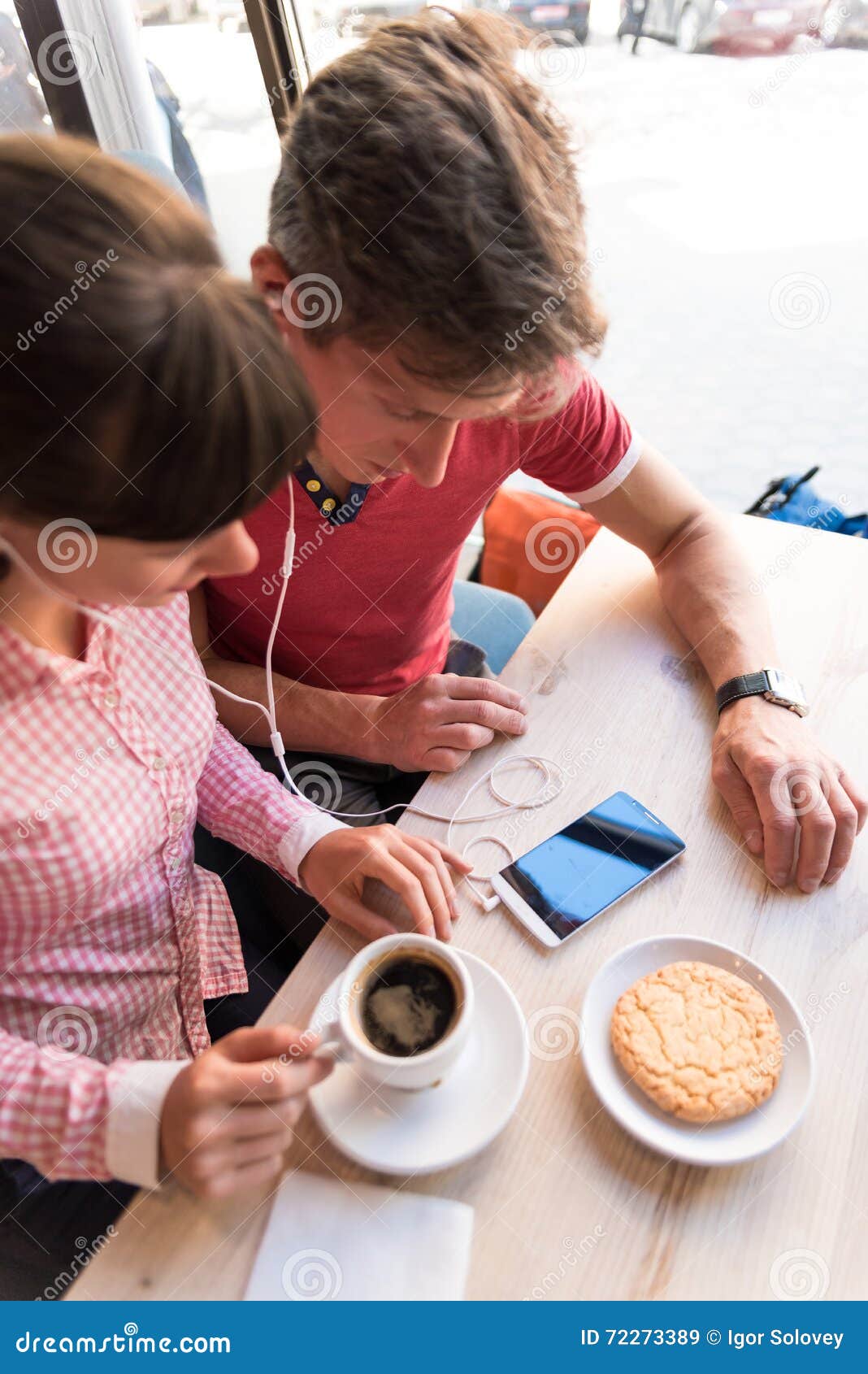 Two Lovers Chatting and Having Fun in the Cafe Stock Image - Image of ...