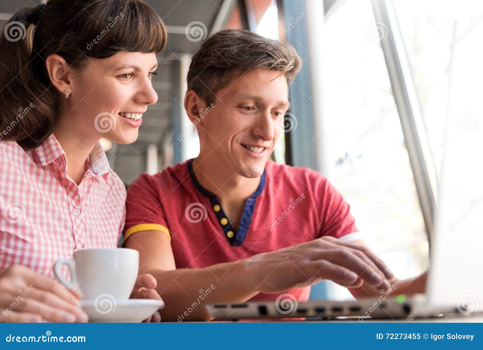 Two Lovers Chatting and Having Fun in the Cafe Stock Image - Image of ...