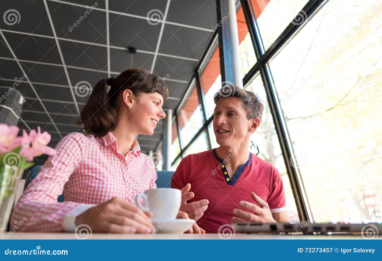Two Lovers Chatting and Having Fun in the Cafe Stock Image - Image of ...