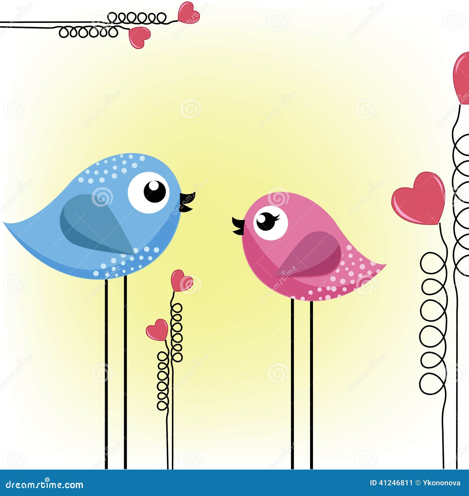Two loving birds stock vector. Illustration of card, design - 41246811