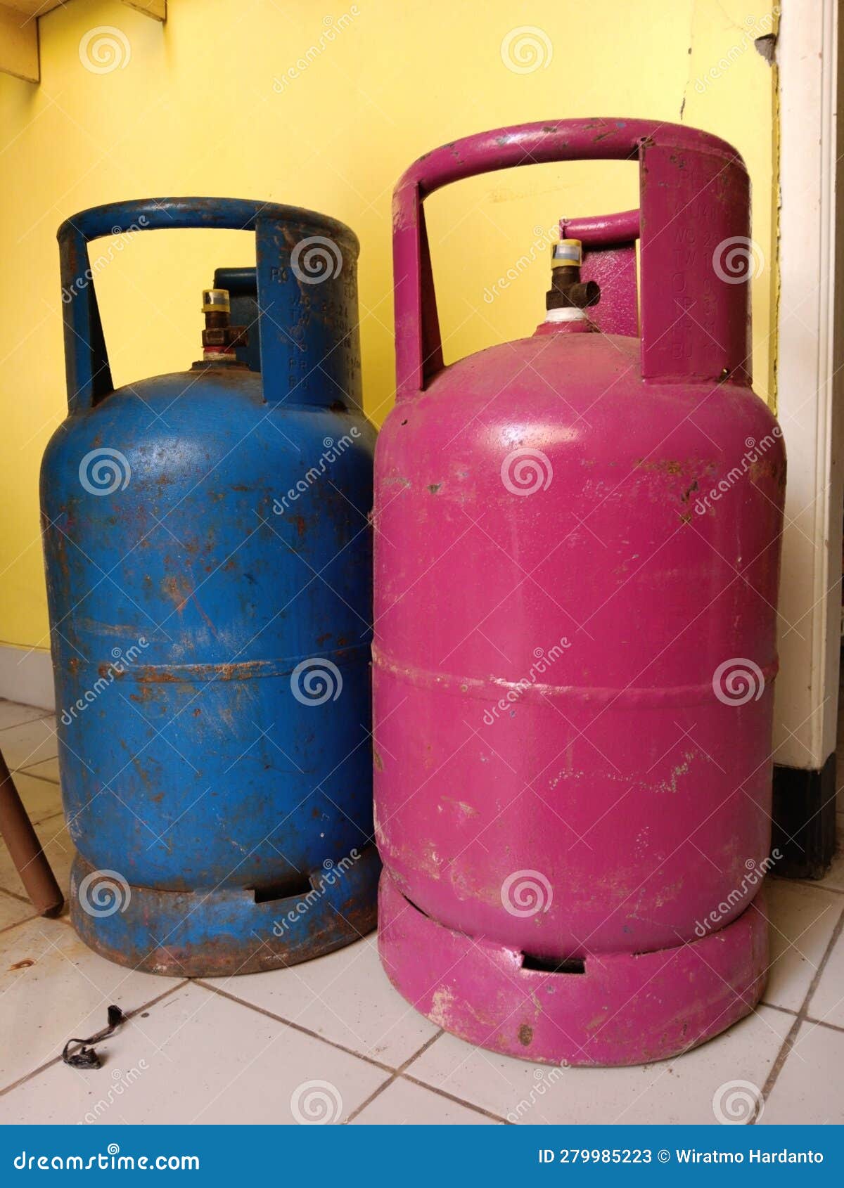 Two LPG Cylinders of Different Colors but the Same in Content Capacity ...