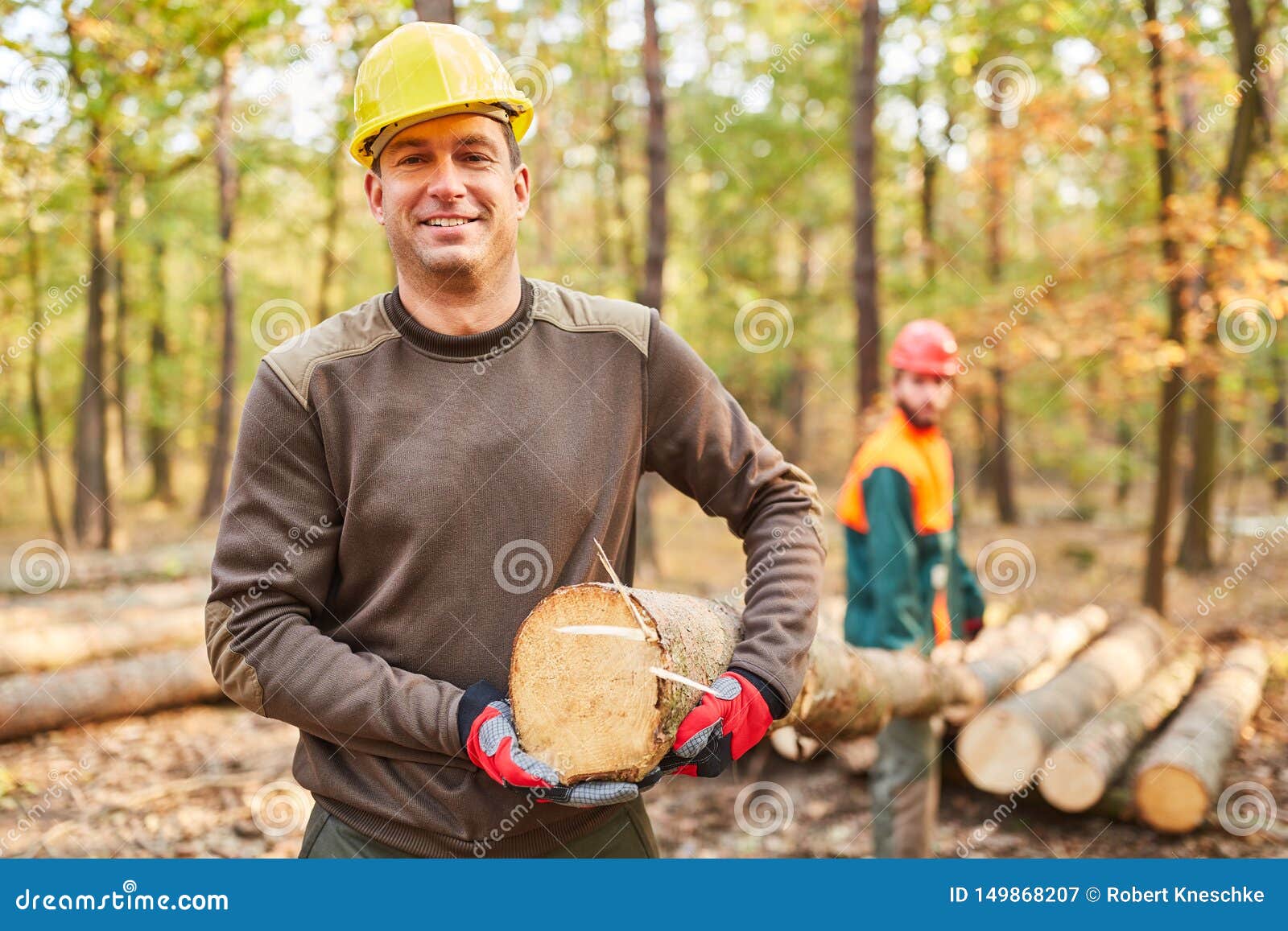 Two Lumberjacks Carry a Tree Trunk Stock Image - Image of forestry ...