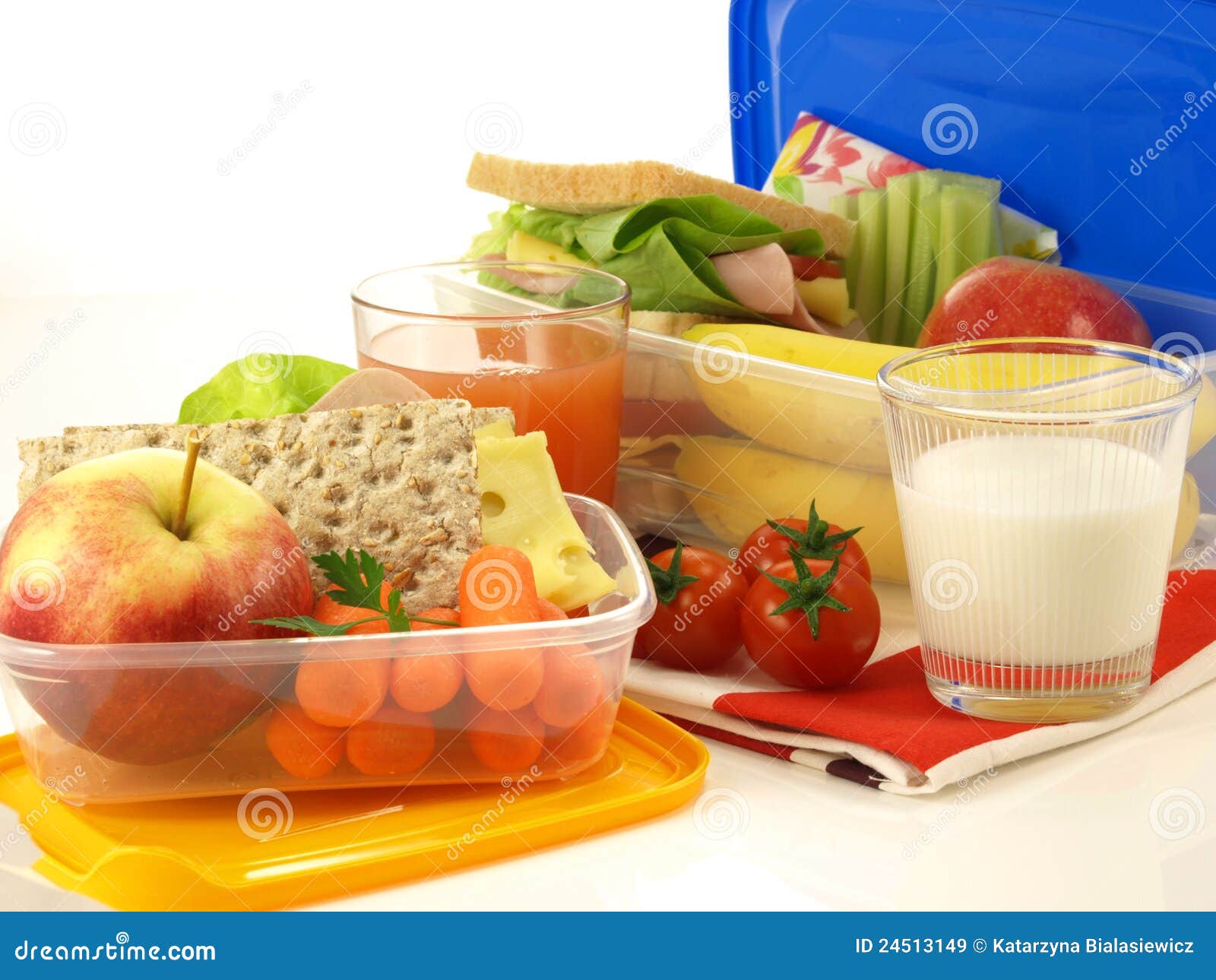 Two lunch boxes, isolated stock image. Image of milk - 24513149
