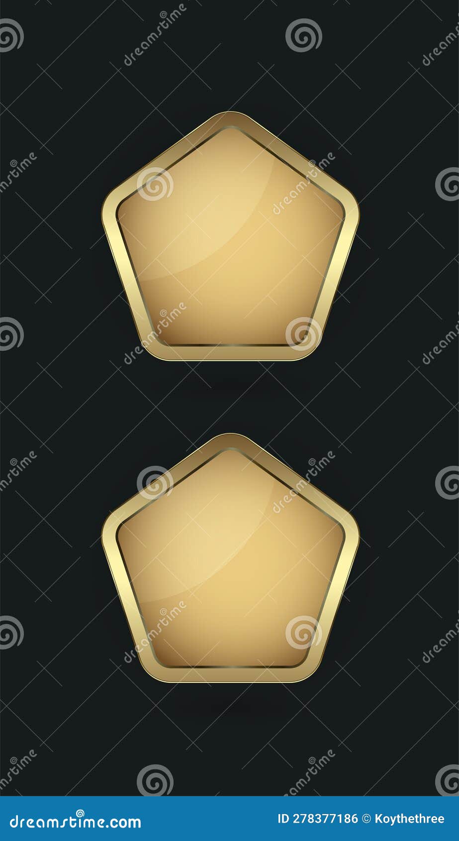 Two Luxury Premium Buttons of Pentagon Shapes in Vector Illustration ...