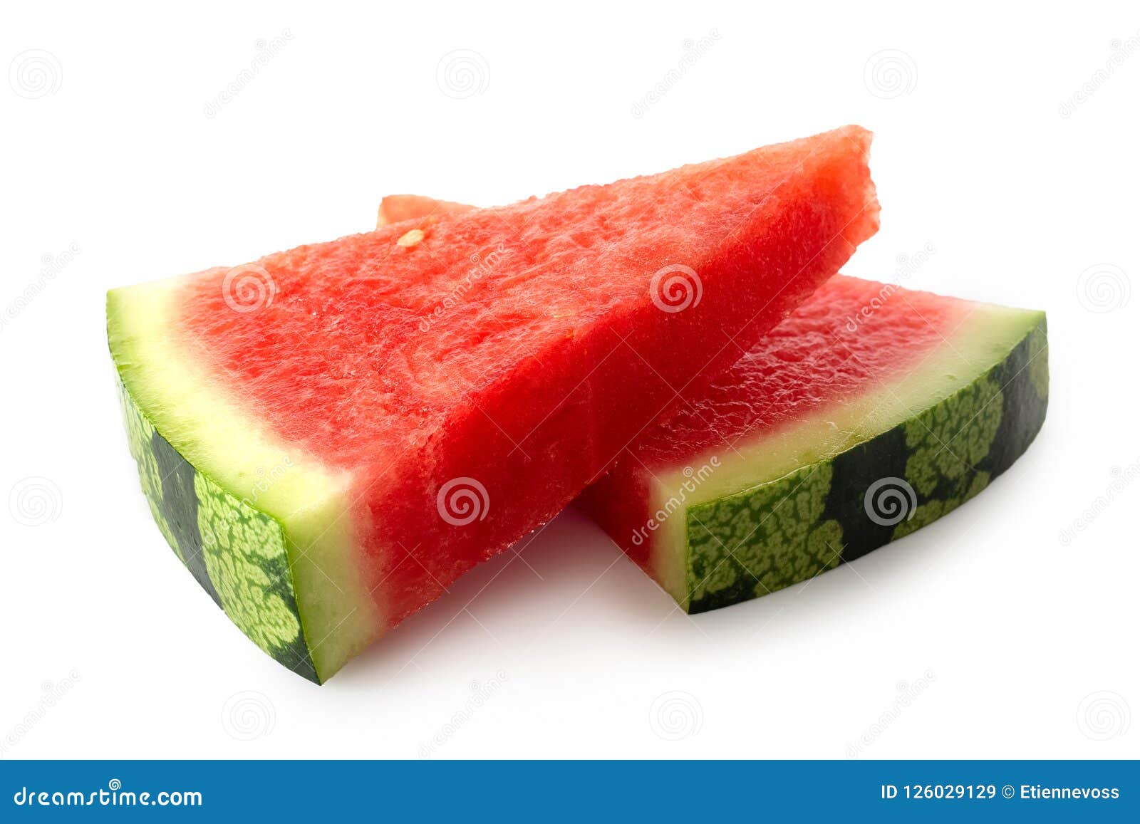 Two Lying Triangles of Seedless Watermelon Isolated on White. Stock ...