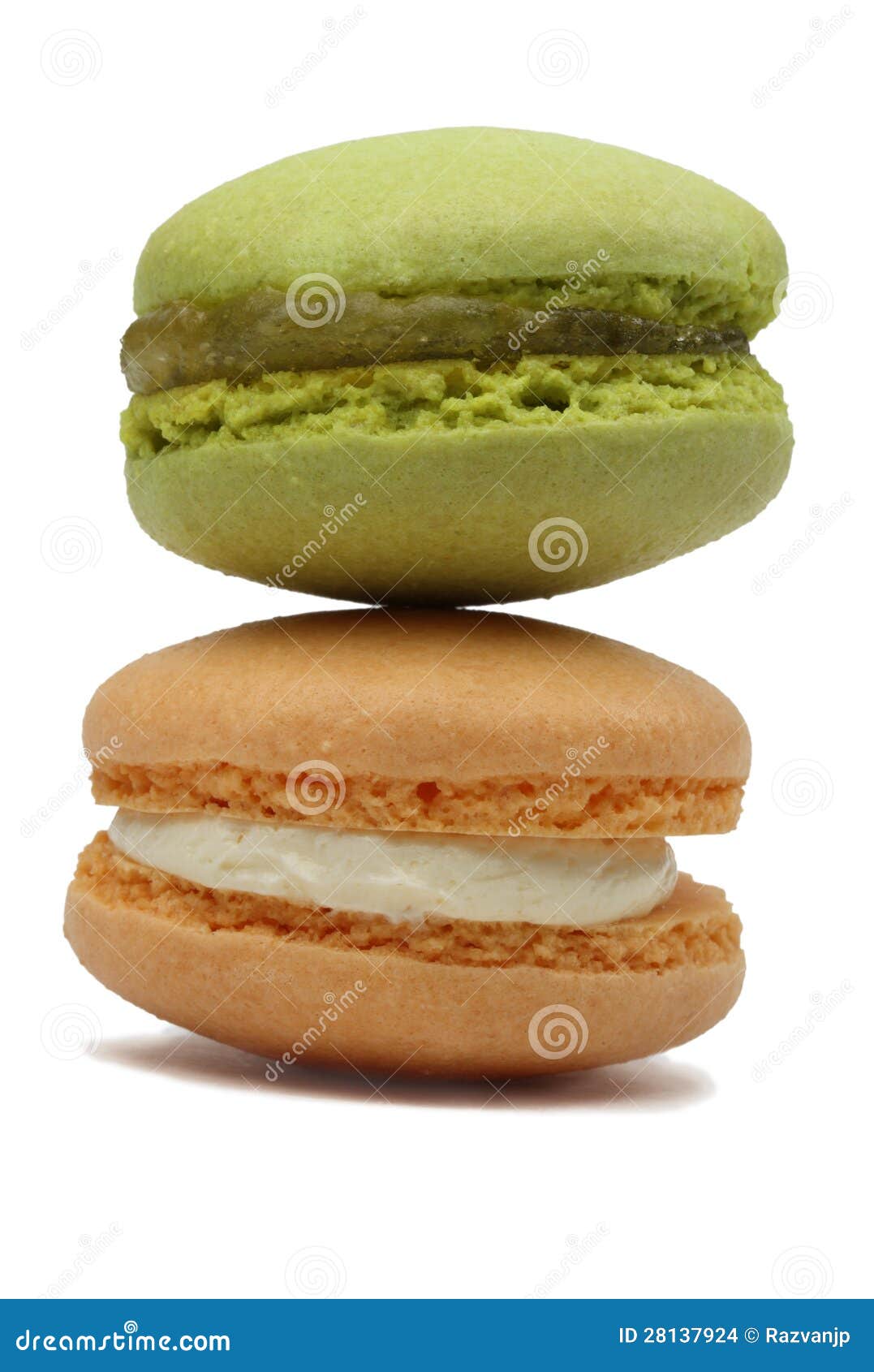 Two Macarons stock photo. Image of baked, biscuits, pink - 28137924