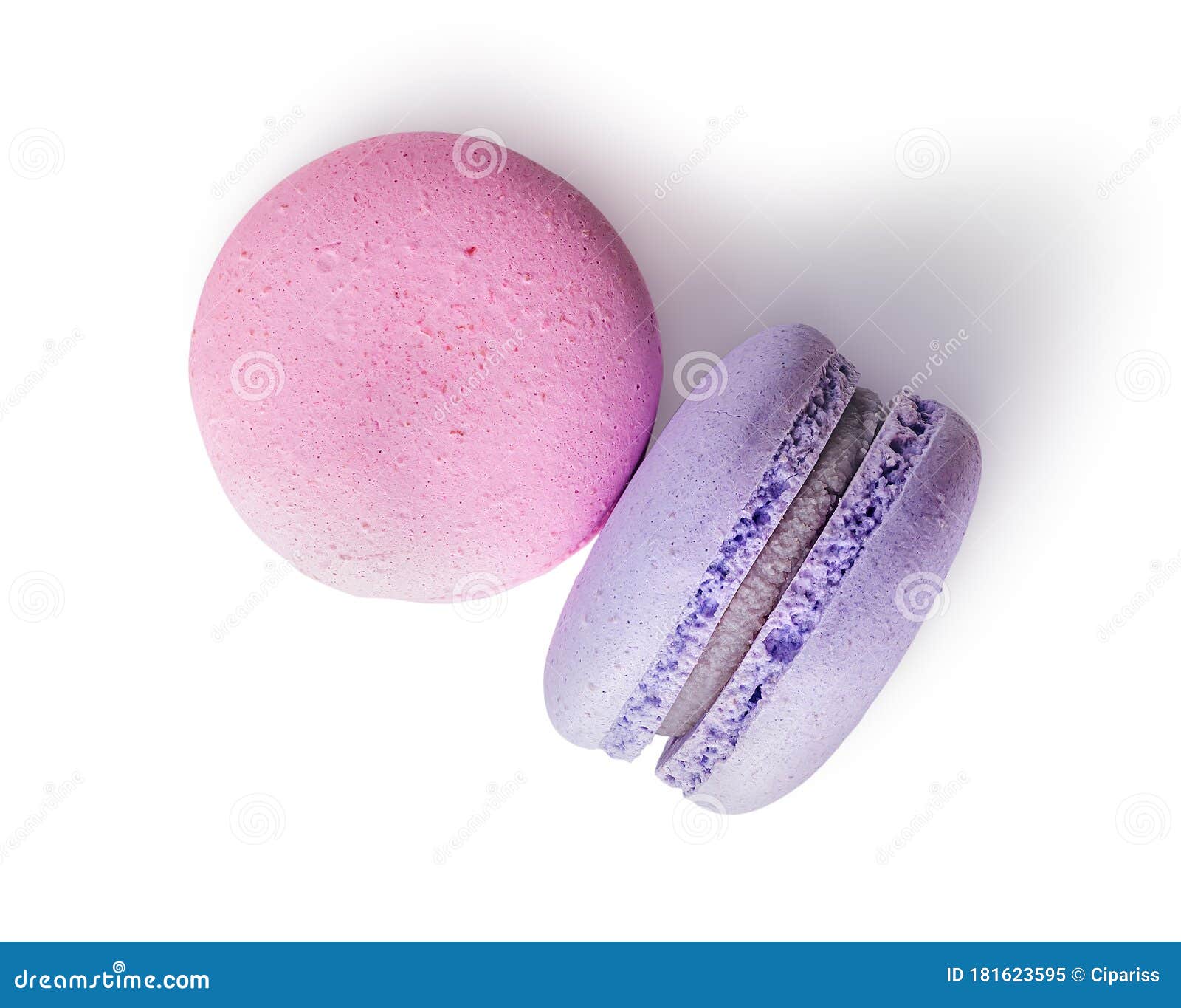 Two Macaroon Pink Purple Top View Stock Image - Image of cookie, bakery ...