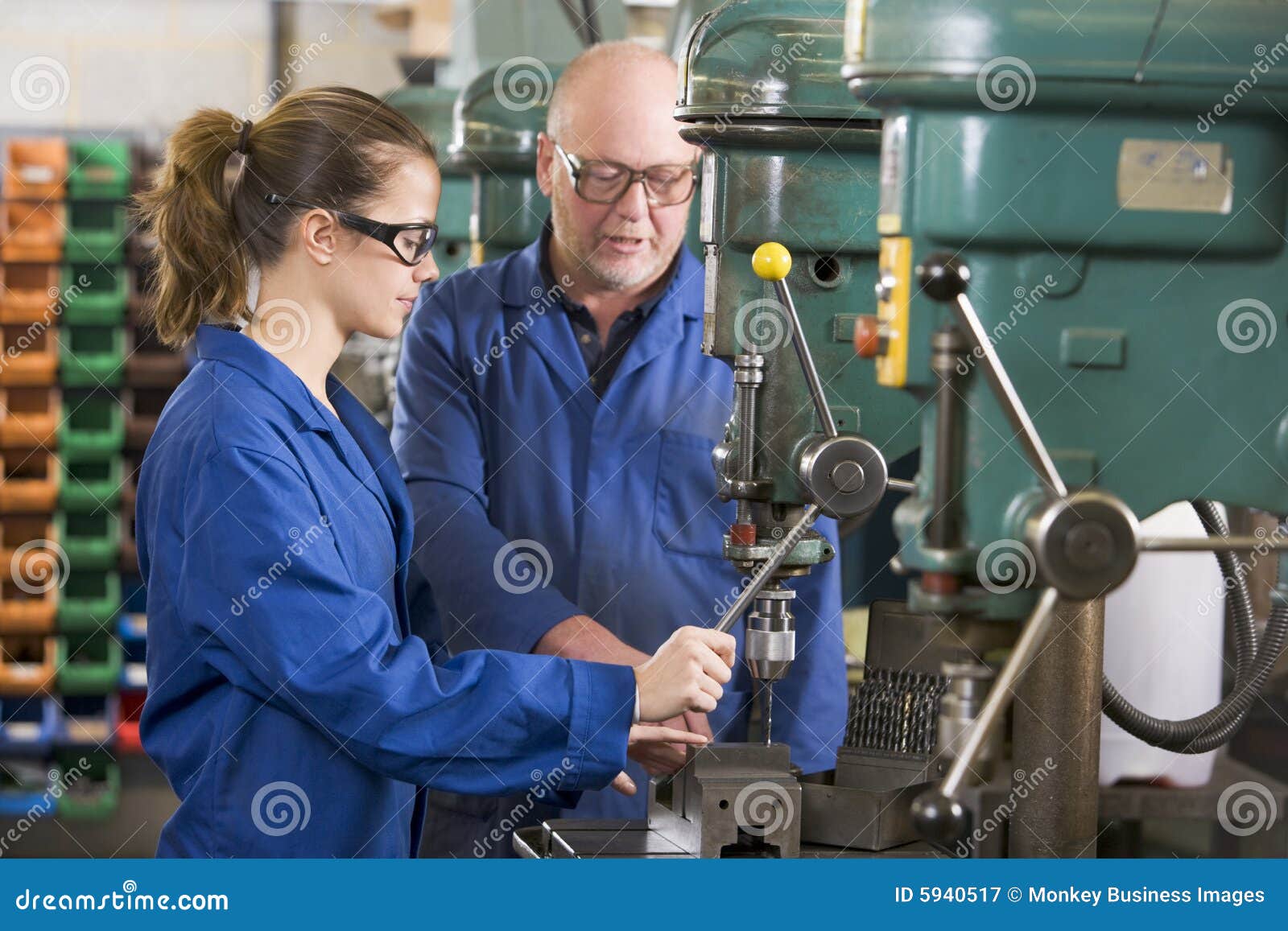 Two Machinists Working on Machine Stock Image - Image of drill, mature ...