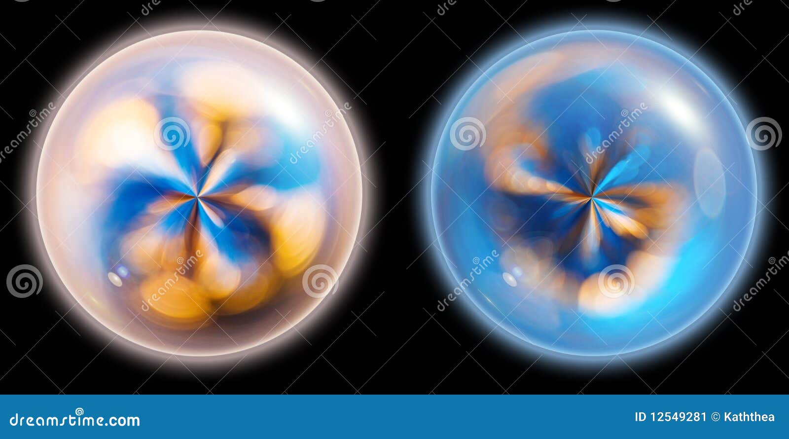 Two Magical Glowing Spheres on Black Background Stock Image - Image of ...