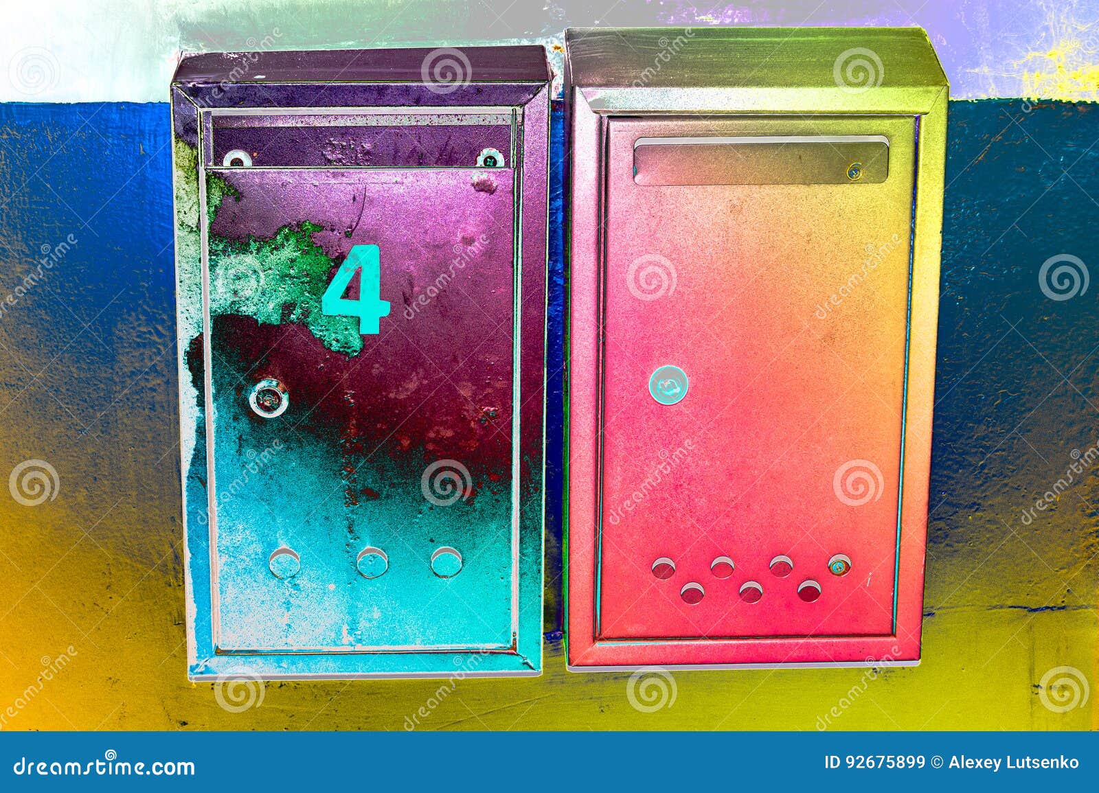 Two mailboxes stock image. Image of door, green, delivery - 92675899