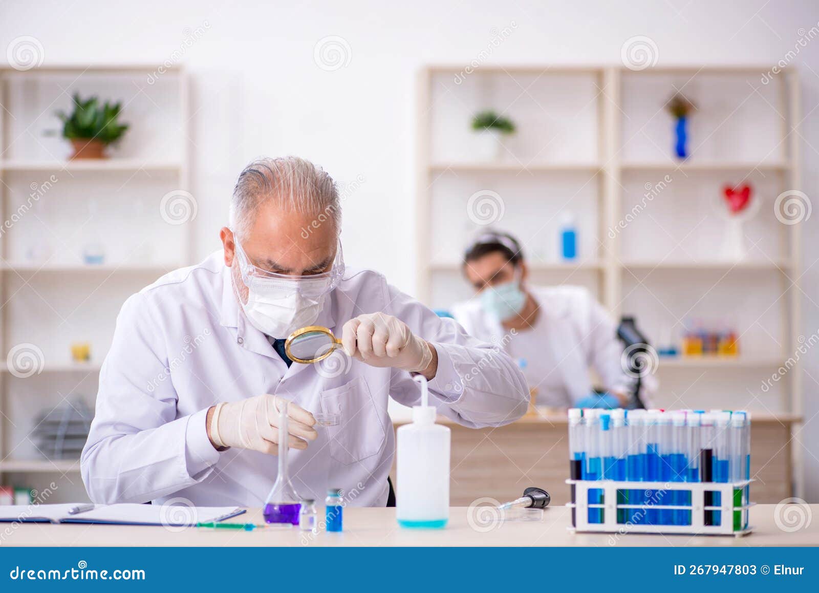 Two Male Chemist Working at the Lab Stock Image - Image of covid ...