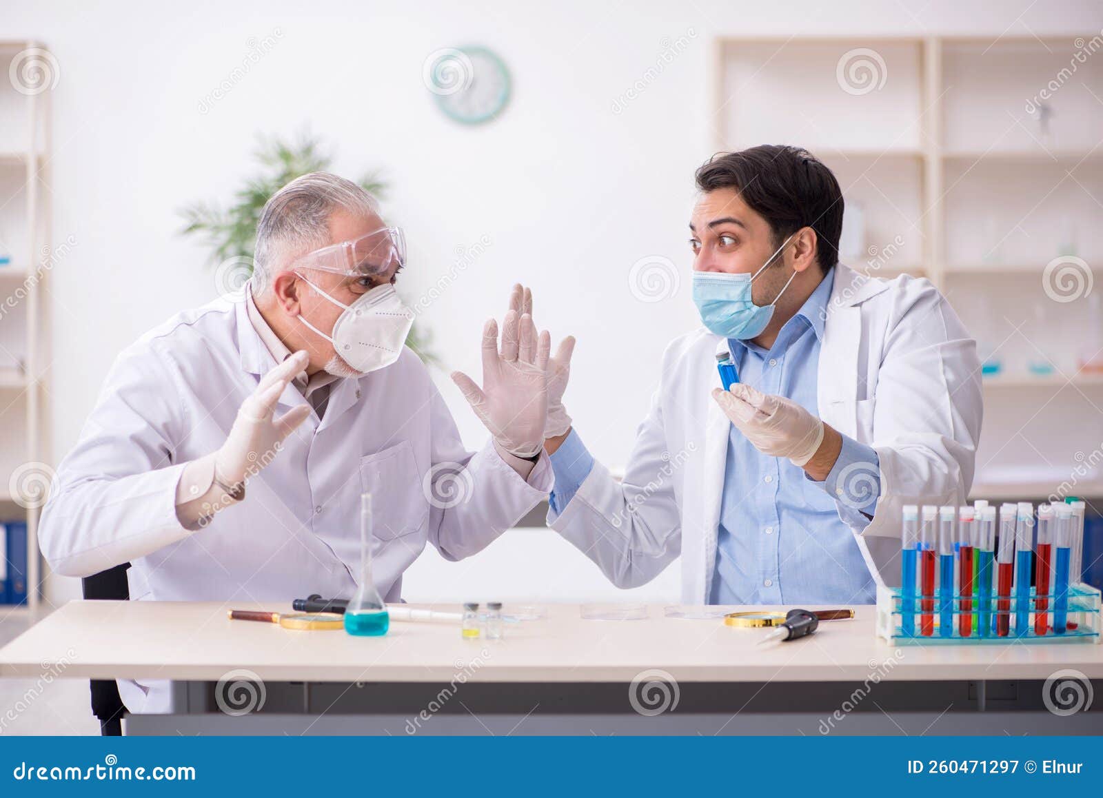 Two Male Chemists Working at the Lab during Pandemic Stock Image ...