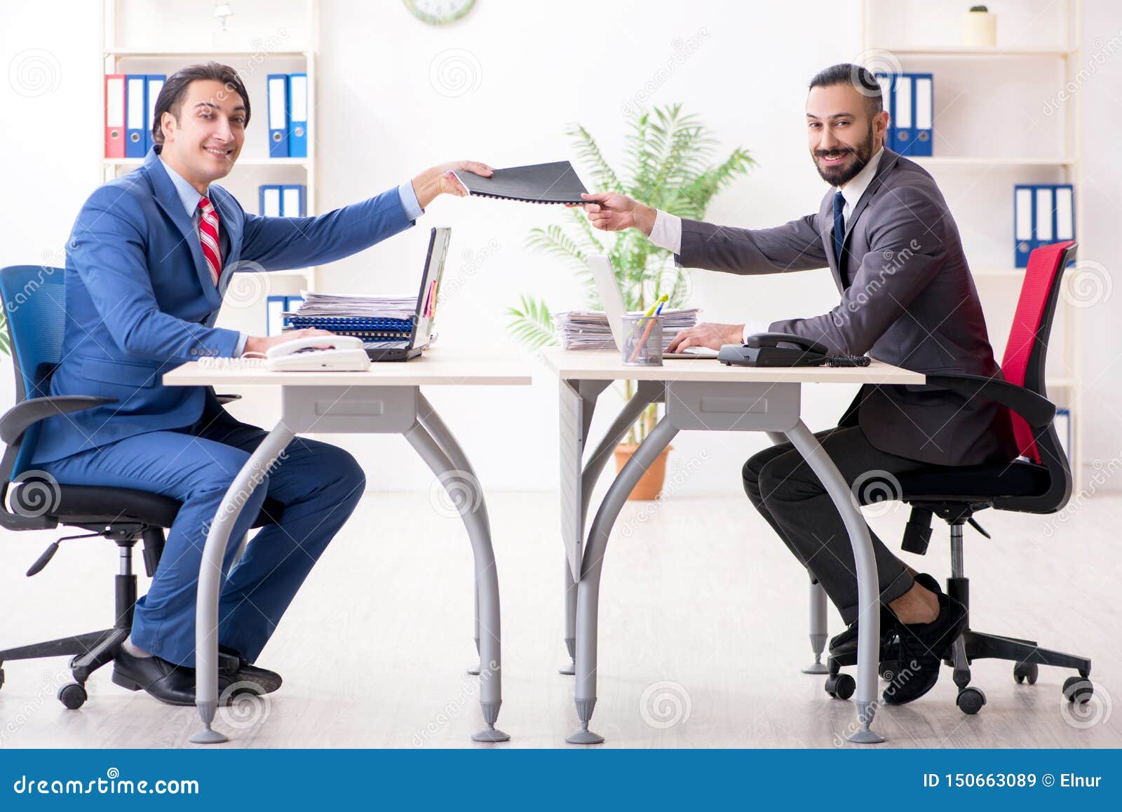 The Two Male Colleagues in the Office Stock Image - Image of laptop ...