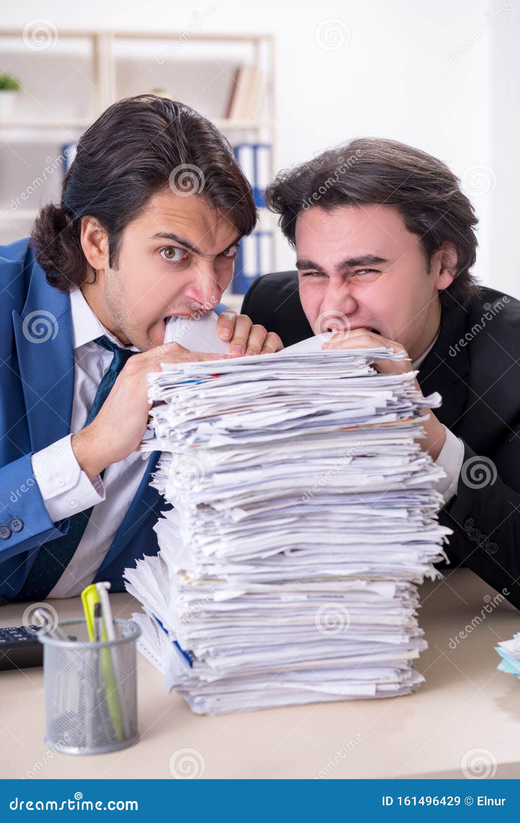 Two Male Colleagues Unhappy with Excessive Work Stock Image - Image of ...