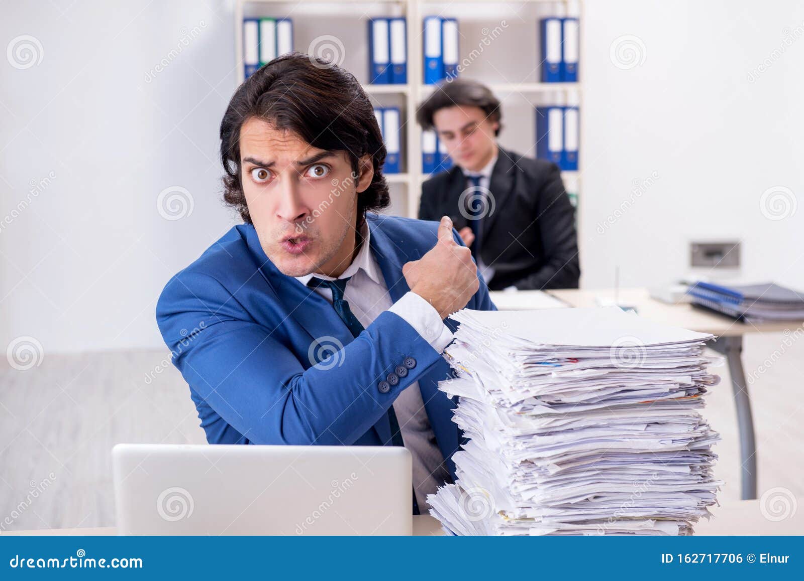 Two Male Colleagues Unhappy with Excessive Work Stock Photo - Image of ...