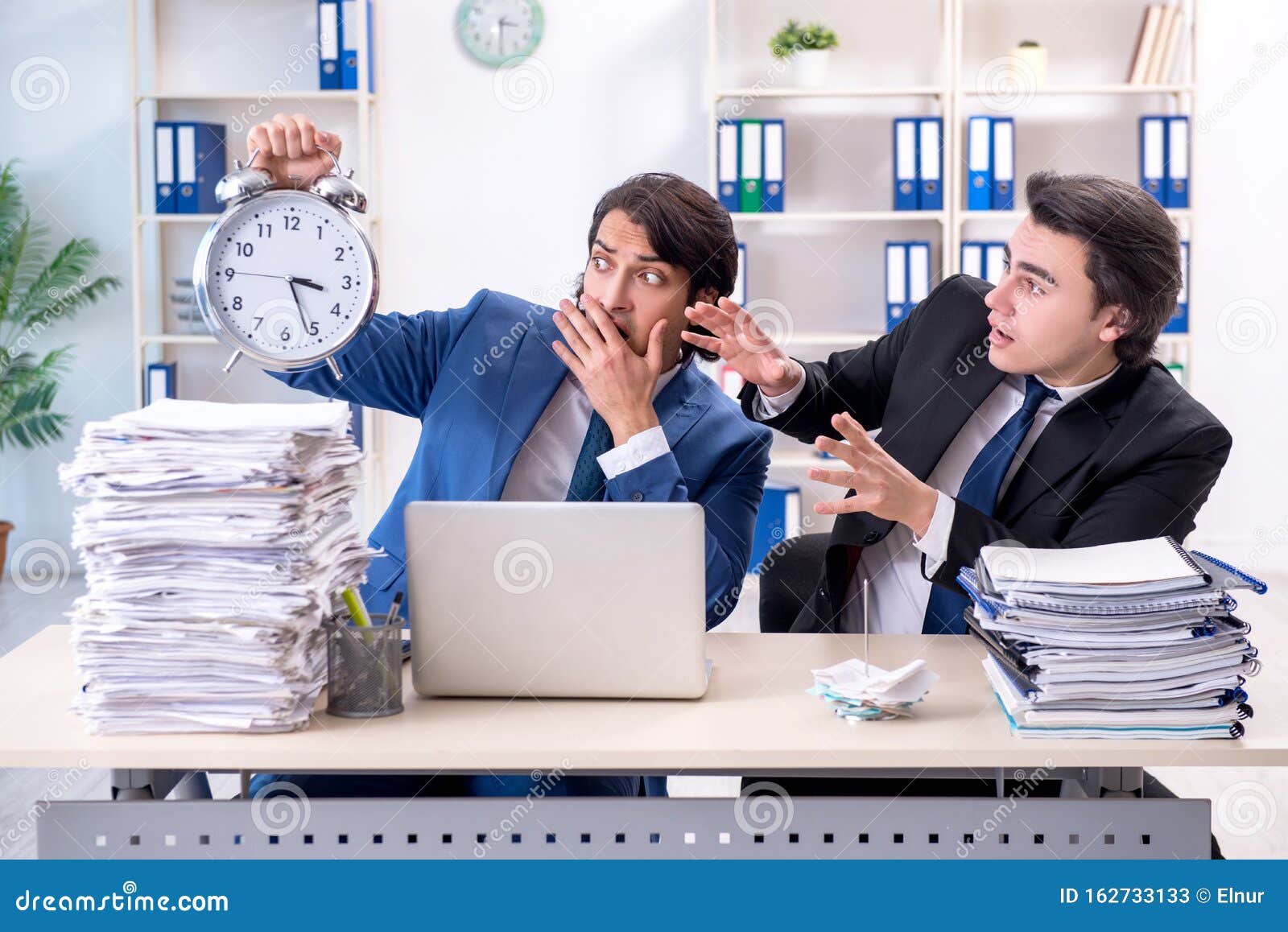 Two Male Colleagues Unhappy with Excessive Work Stock Image - Image of ...