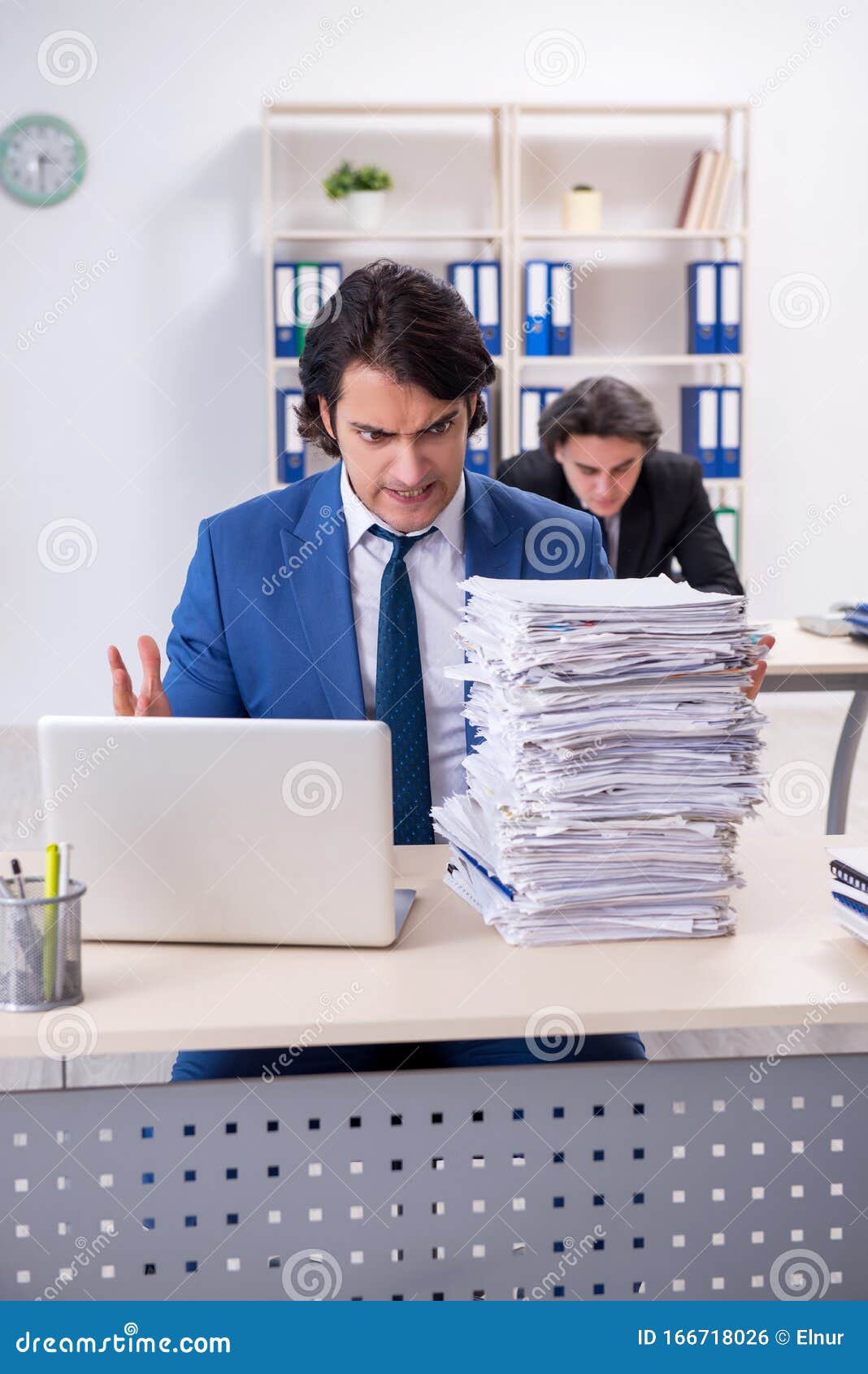 Two Male Colleagues Unhappy with Excessive Work Stock Photo - Image of ...