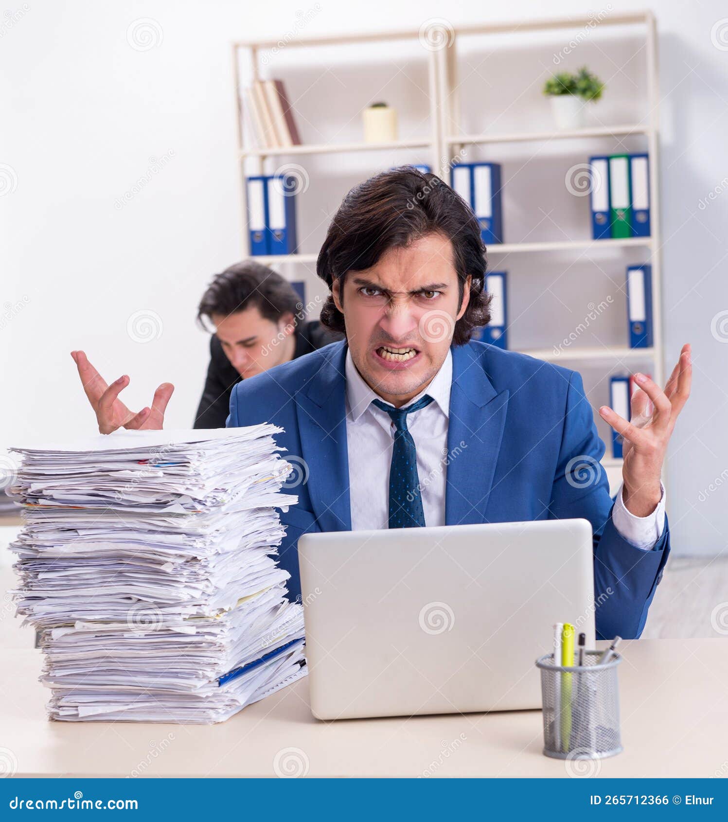 Two Male Colleagues Unhappy with Excessive Work Stock Photo - Image of ...