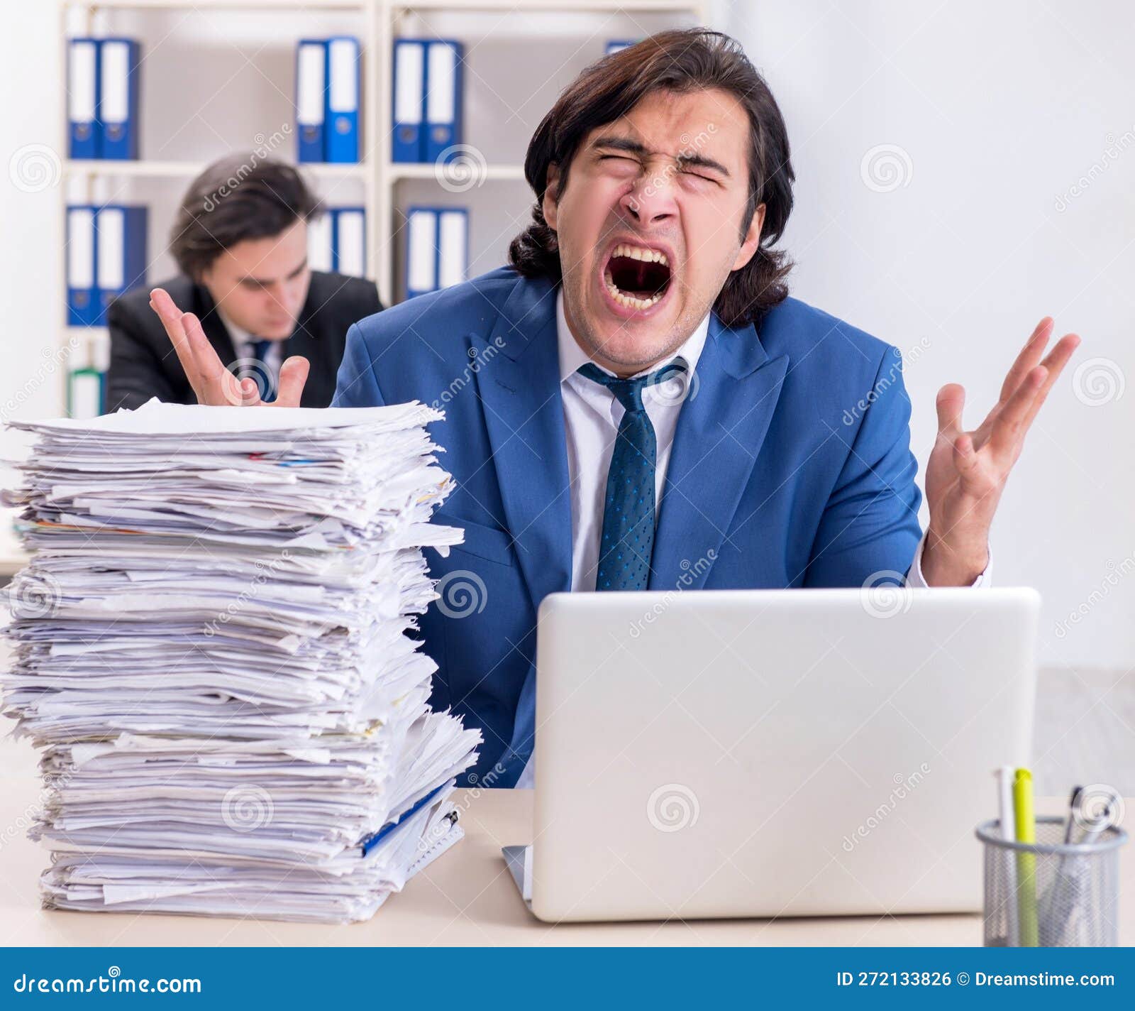 Two Male Colleagues Unhappy with Excessive Work Stock Photo - Image of ...