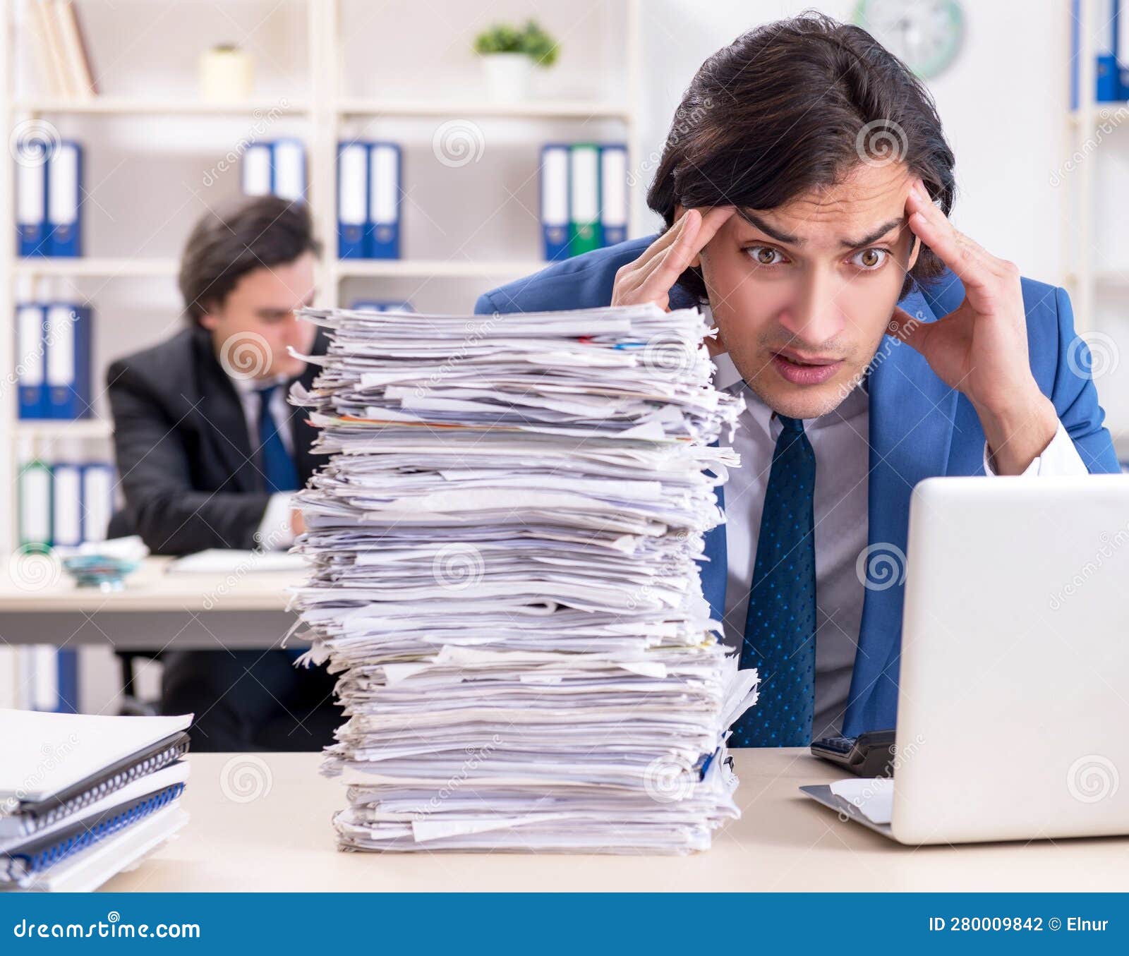 Two Male Colleagues Unhappy with Excessive Work Stock Photo - Image of ...