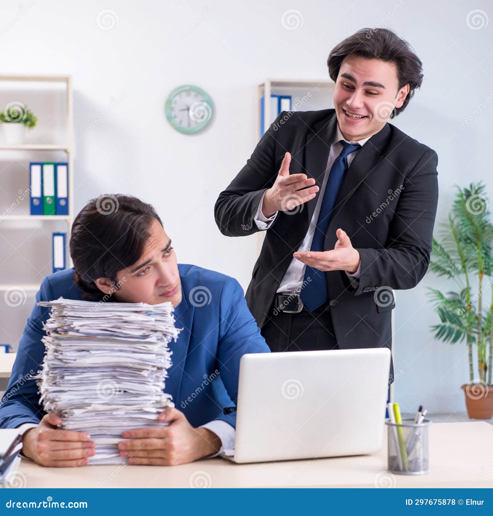 Two Male Colleagues Unhappy with Excessive Work Stock Photo - Image of ...