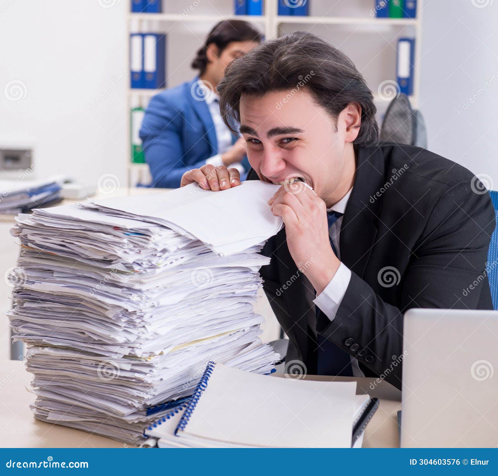 Two Male Colleagues Unhappy with Excessive Work Stock Photo - Image of ...