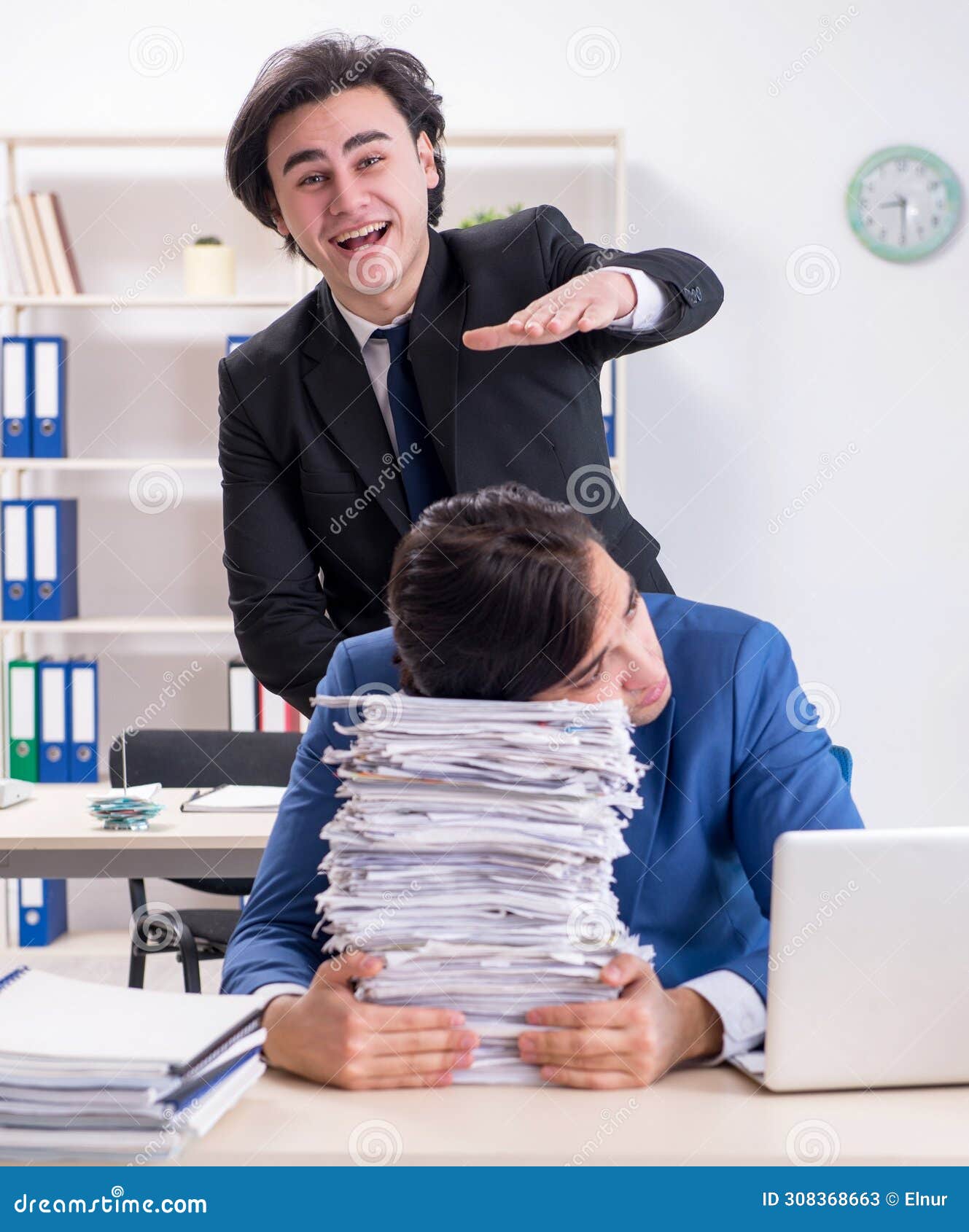 Two Male Colleagues Unhappy with Excessive Work Stock Image - Image of ...