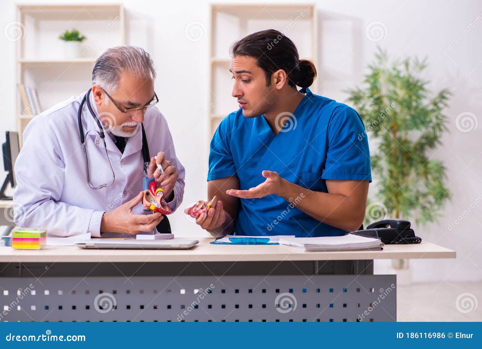Two Male Doctors Working in the Clinic Stock Photo - Image of lecture ...
