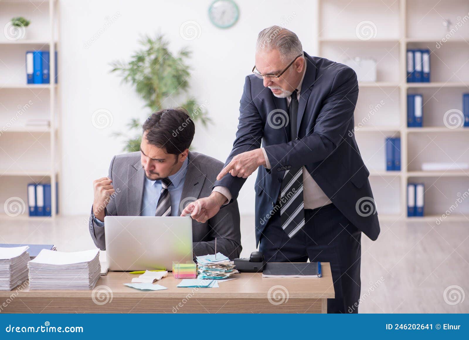 Two Male Employees in Bullying Concept Stock Image - Image of degrading ...