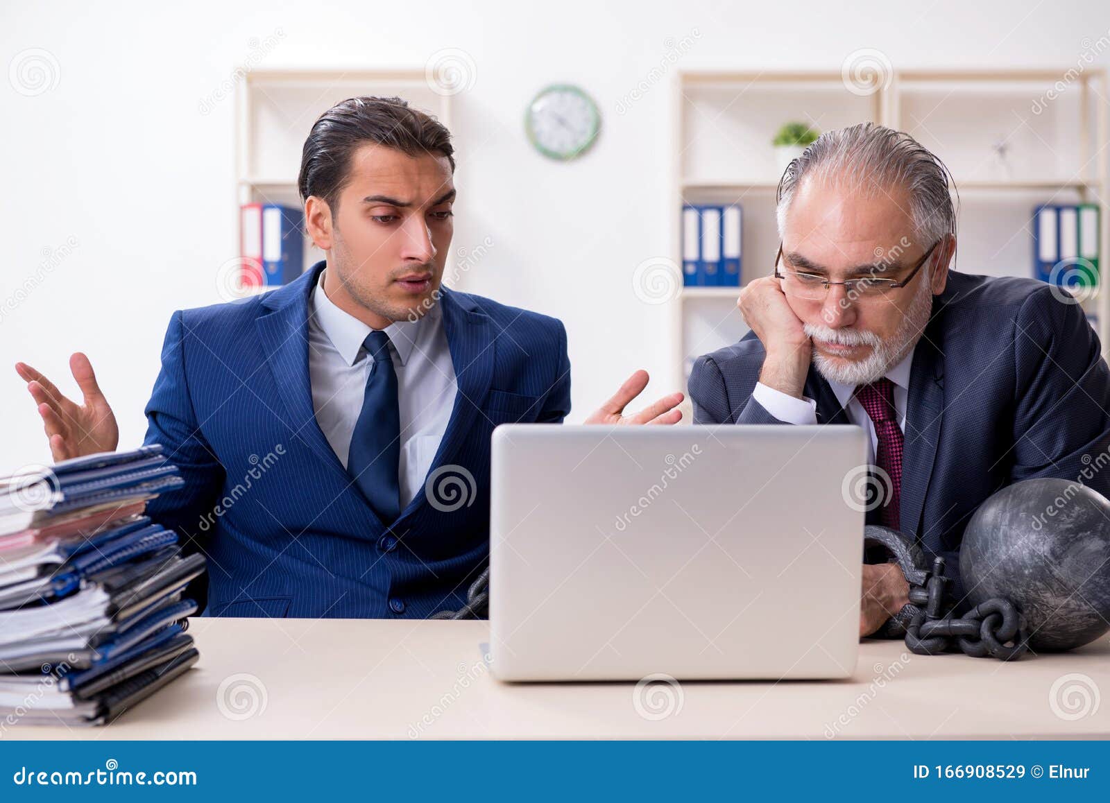 Two Male Employees Unhappy with Excessive Work Stock Image - Image of ...