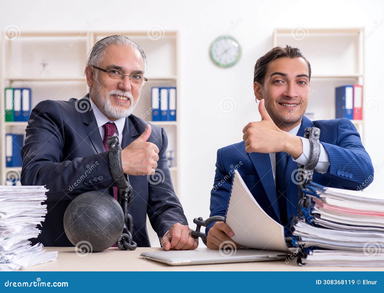 Two Male Employees Unhappy with Excessive Work Stock Image - Image of ...