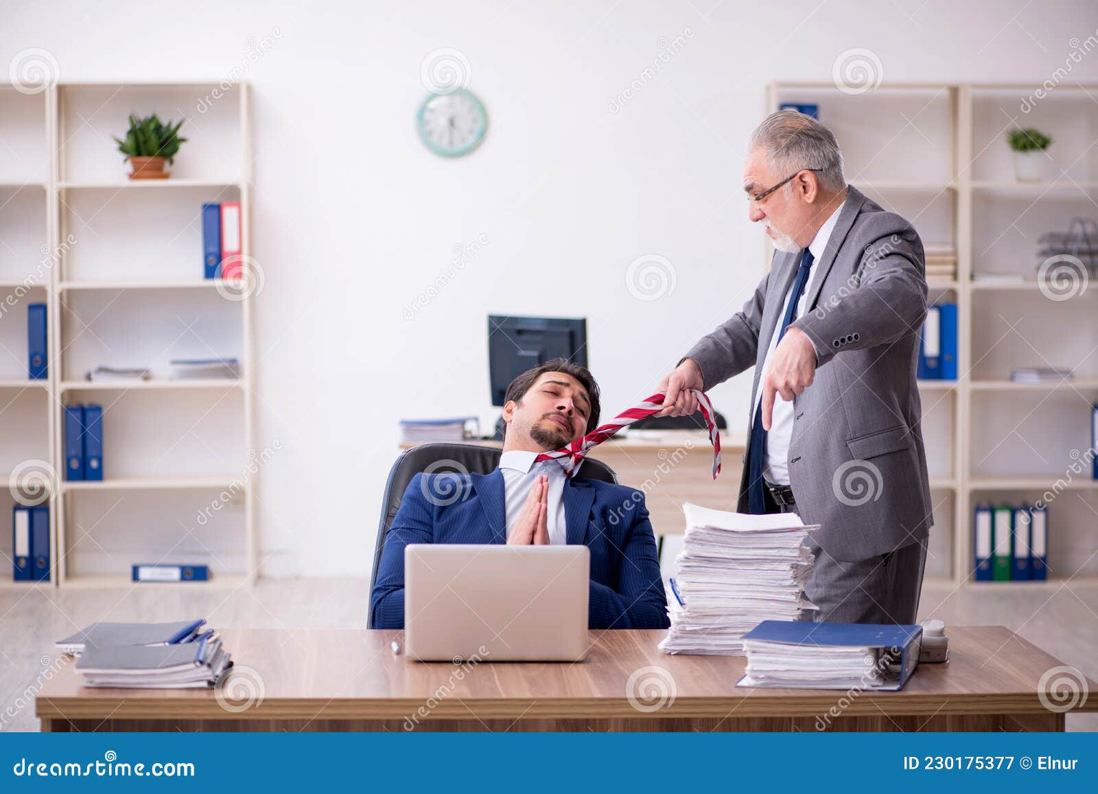 Two Male Employees Working in the Office in Bullying Concept Stock ...