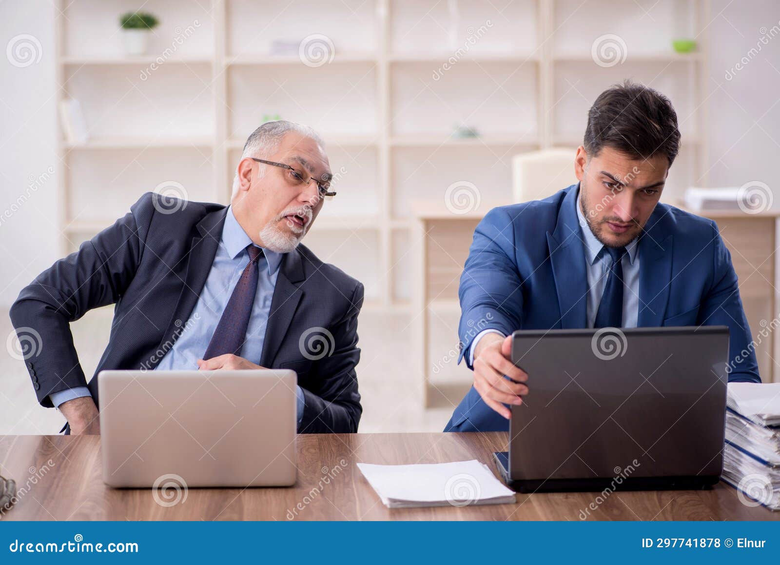 Two Male Employees Working in the Office Stock Photo - Image of inside ...