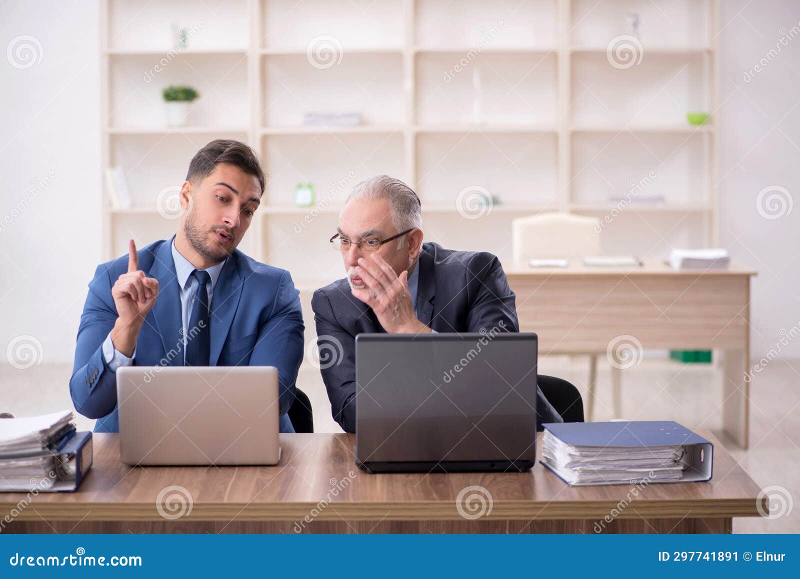 Two Male Employees Working in the Office Stock Image - Image of ...
